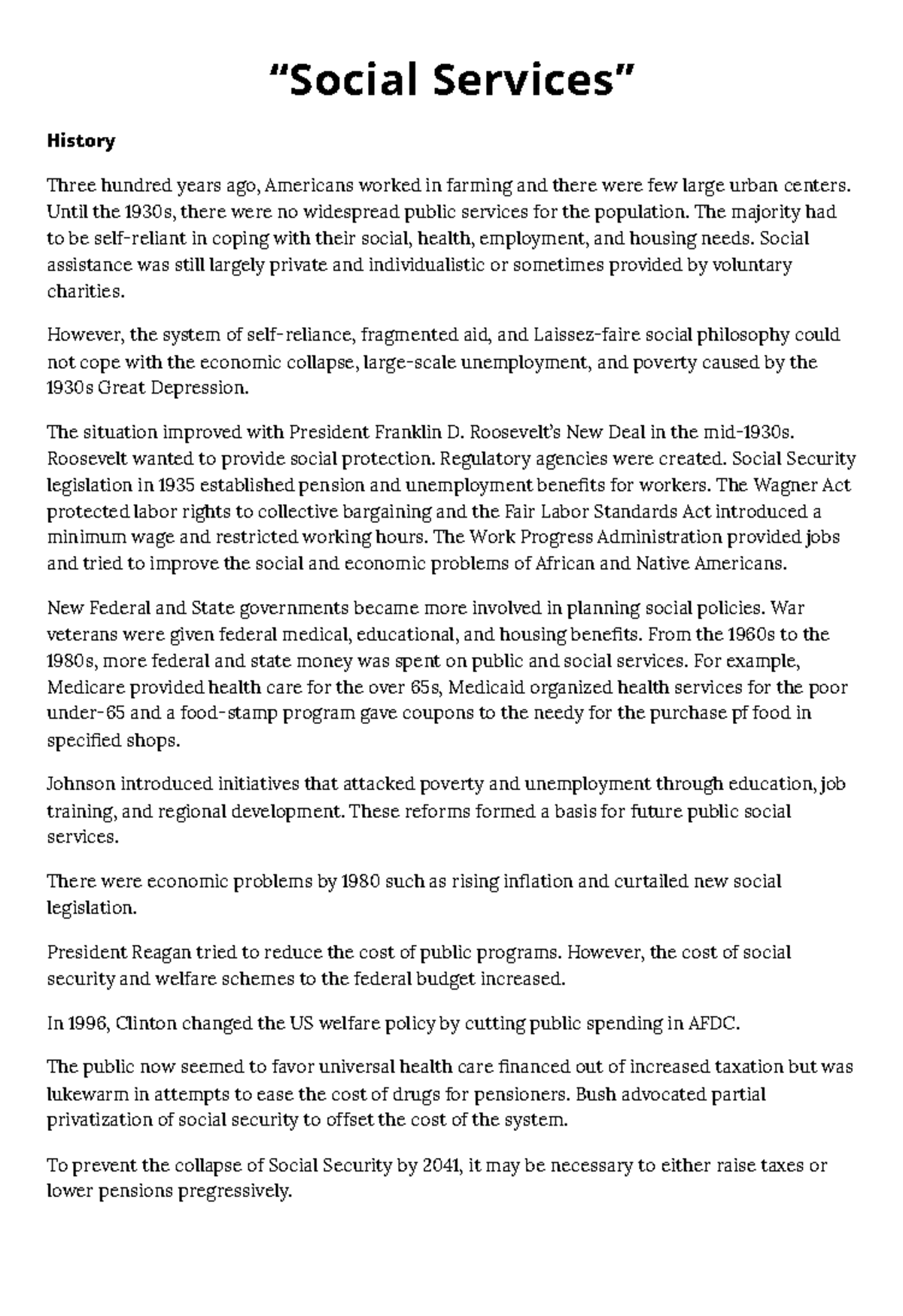 4. Social services history - “Social Services” History Three hundred ...