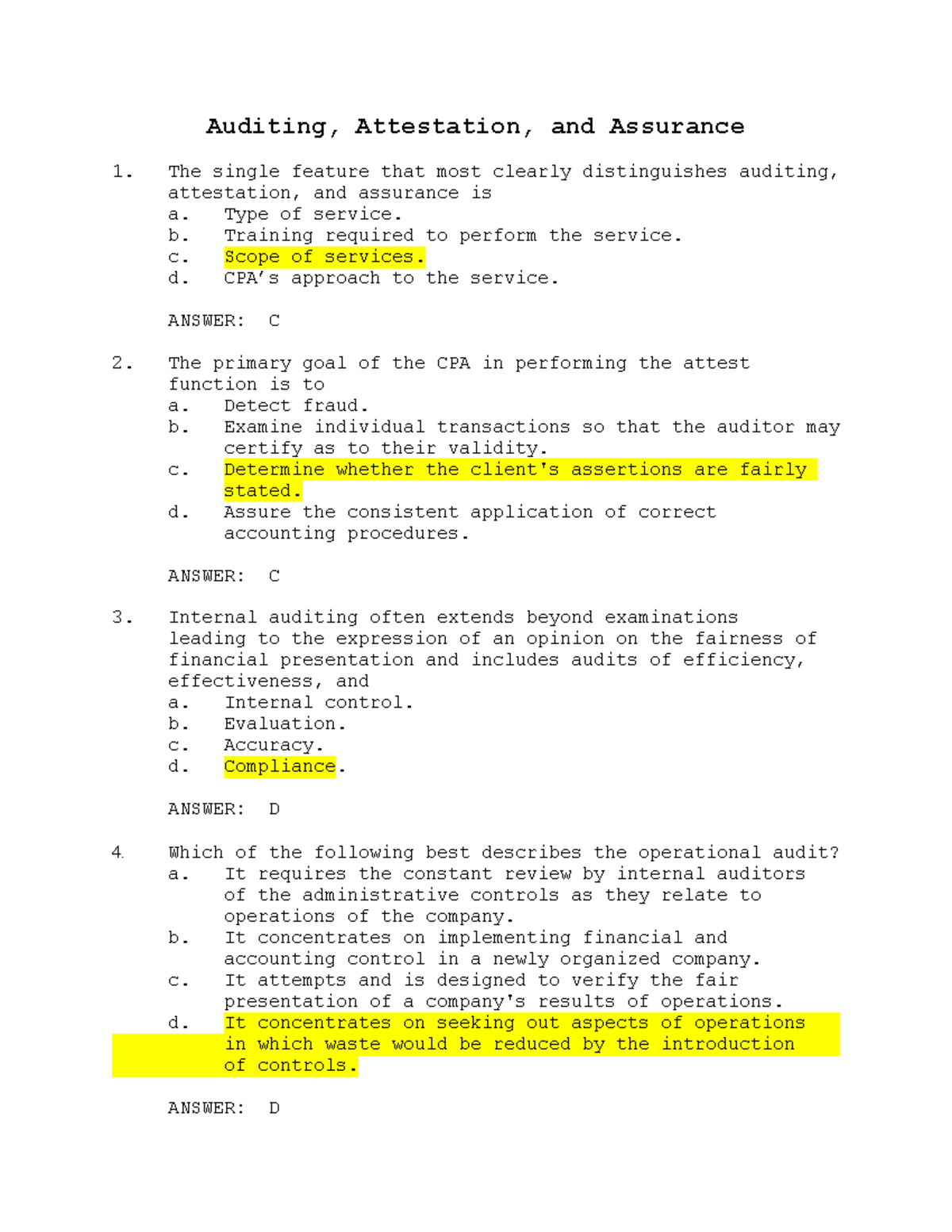 Ch01 - Auditing, Attestation, and Assurance - Auditing Theory - MSU ...