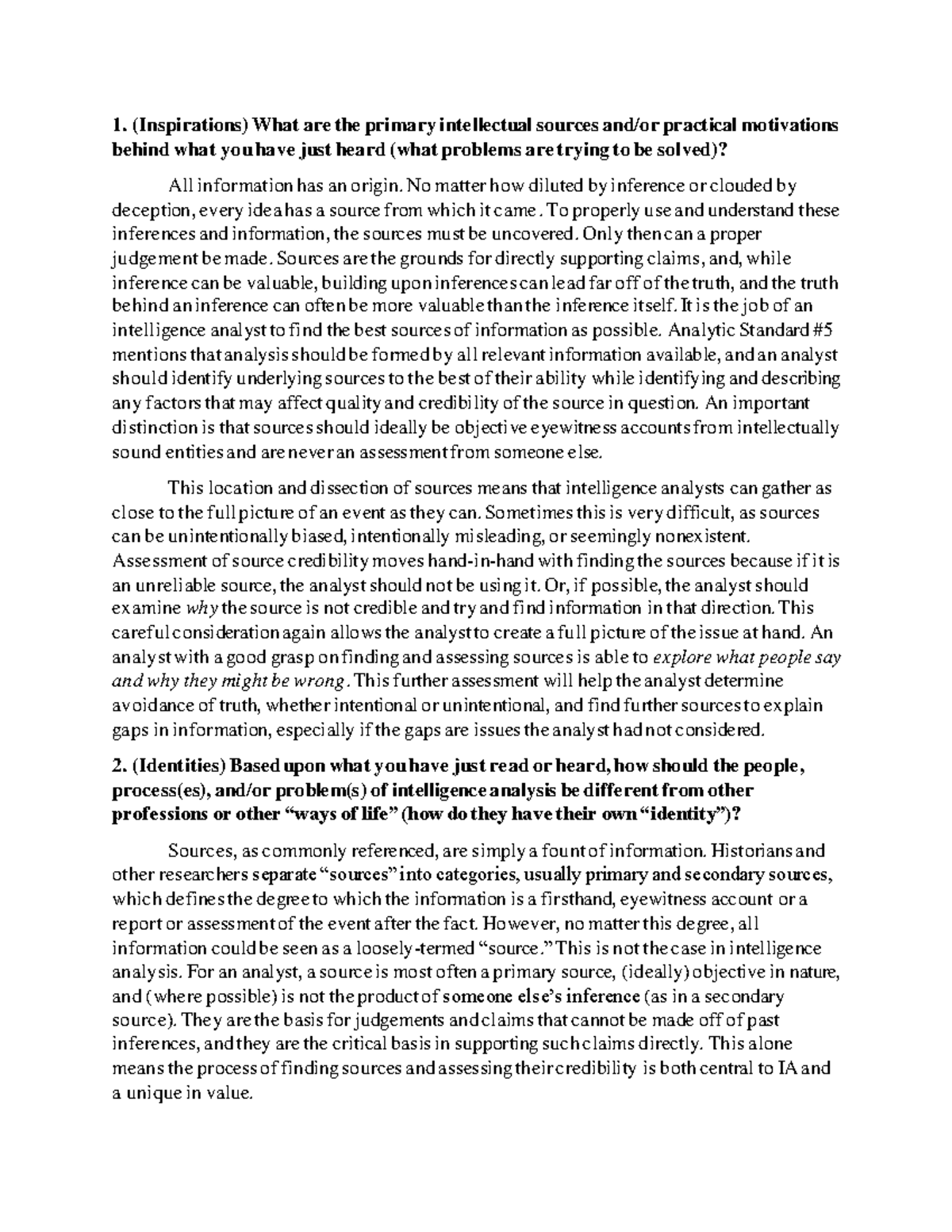 Reflection on Sources - 1. (Inspirations) What are the primary ...