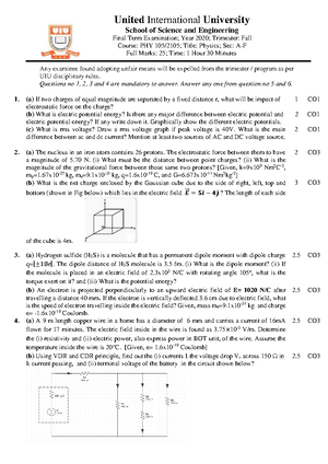 Home Assignment I - physics - Home Assignment I PHY 105/PHY 2105; Physics An object undergoing ...