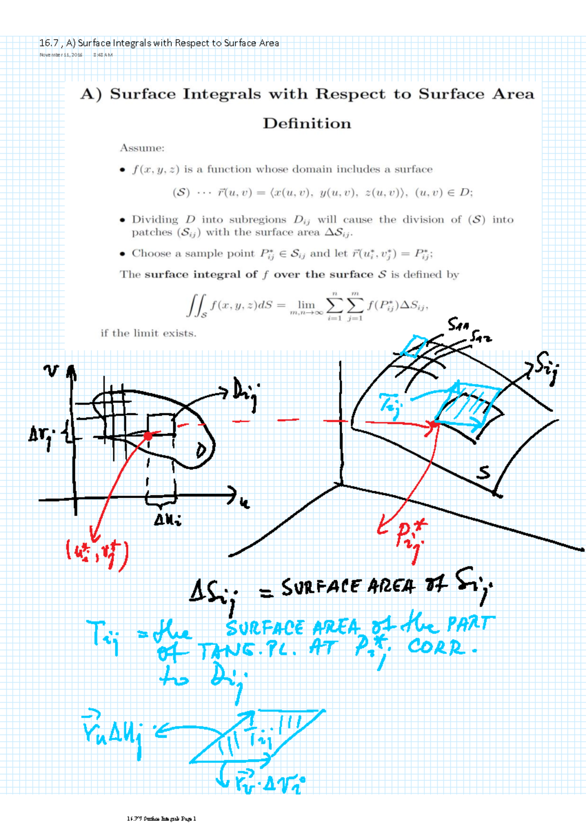 16.7, Surface Integrals - 16 , A) Surface Integrals with Respect to ...