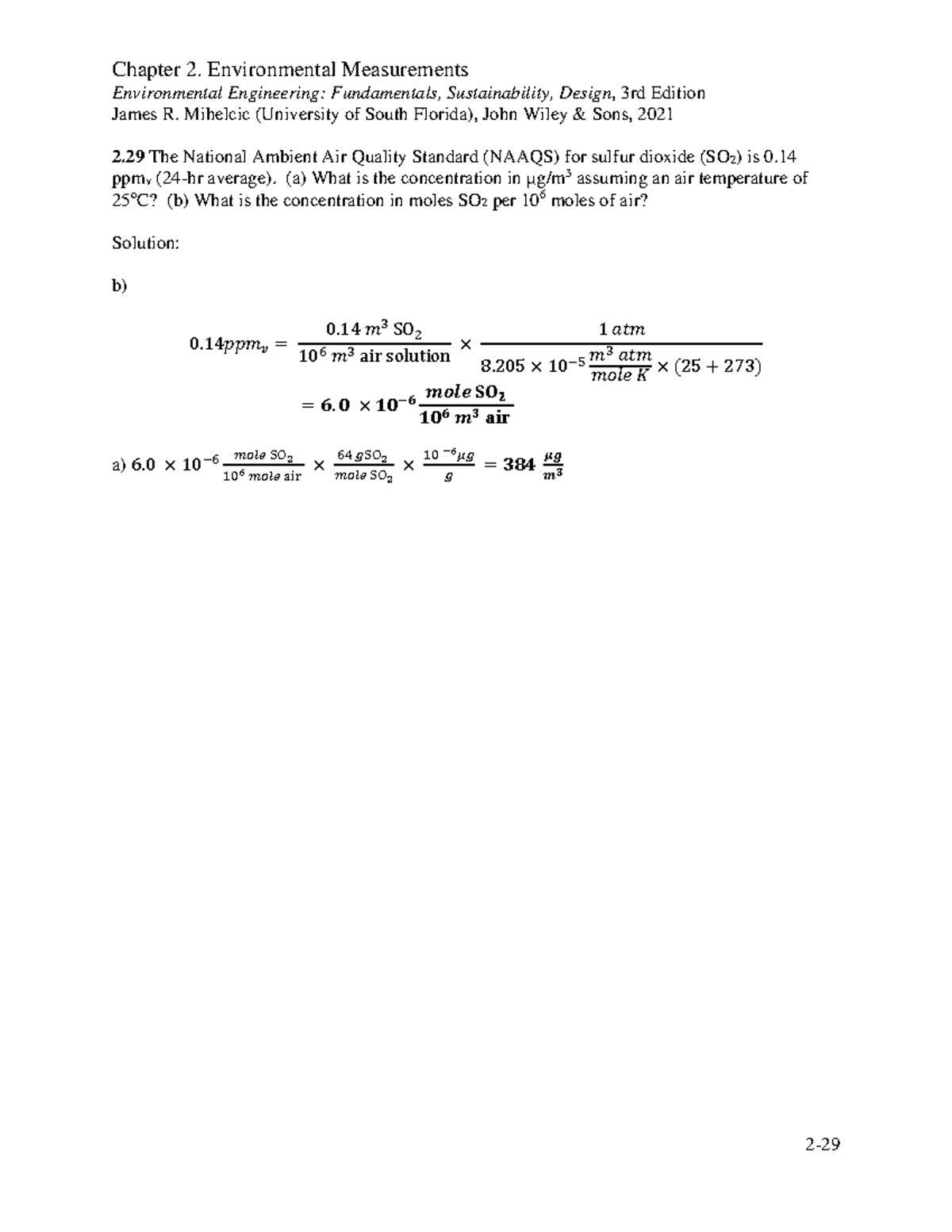 Chapter 2 Extra Problems Solutions - Chapter 2. Environmental Measurements Environmental - Studocu