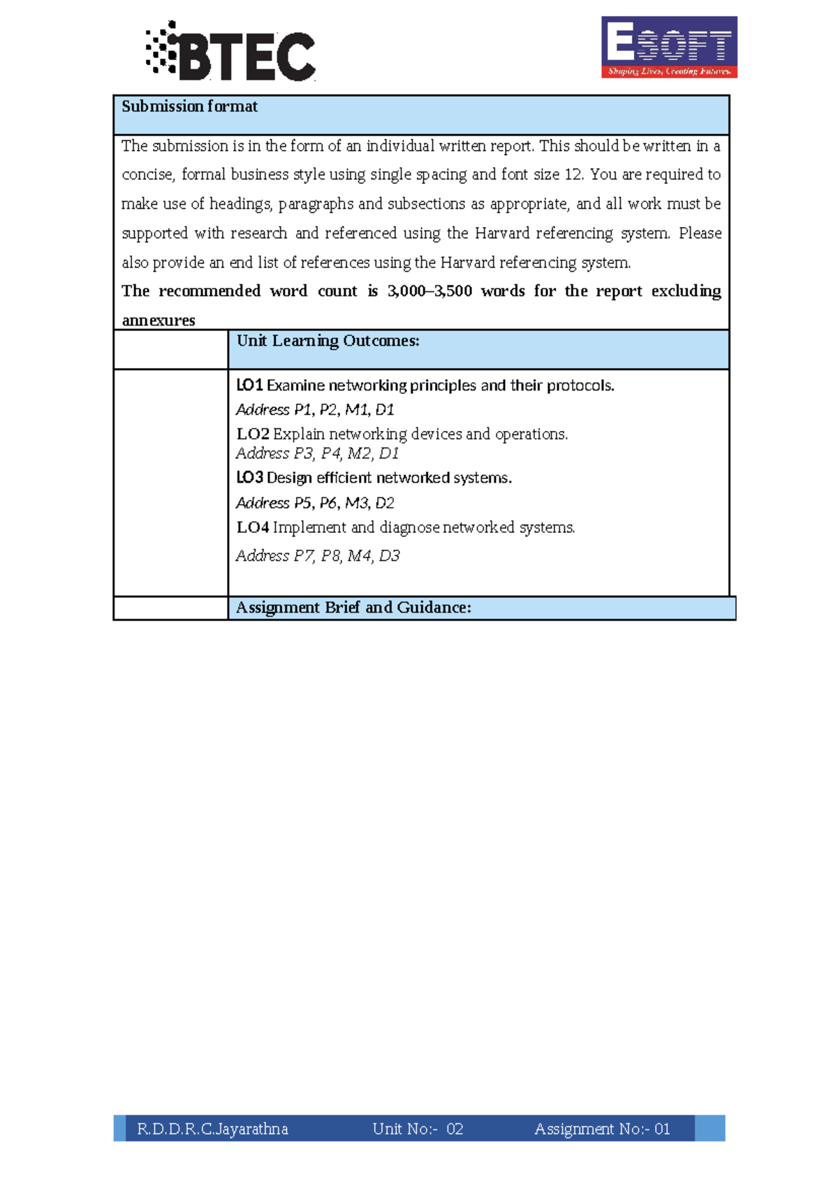521476753 Hnd In Computing Networking Unit 2 Assignment 1 Sample Doc Submission Format The