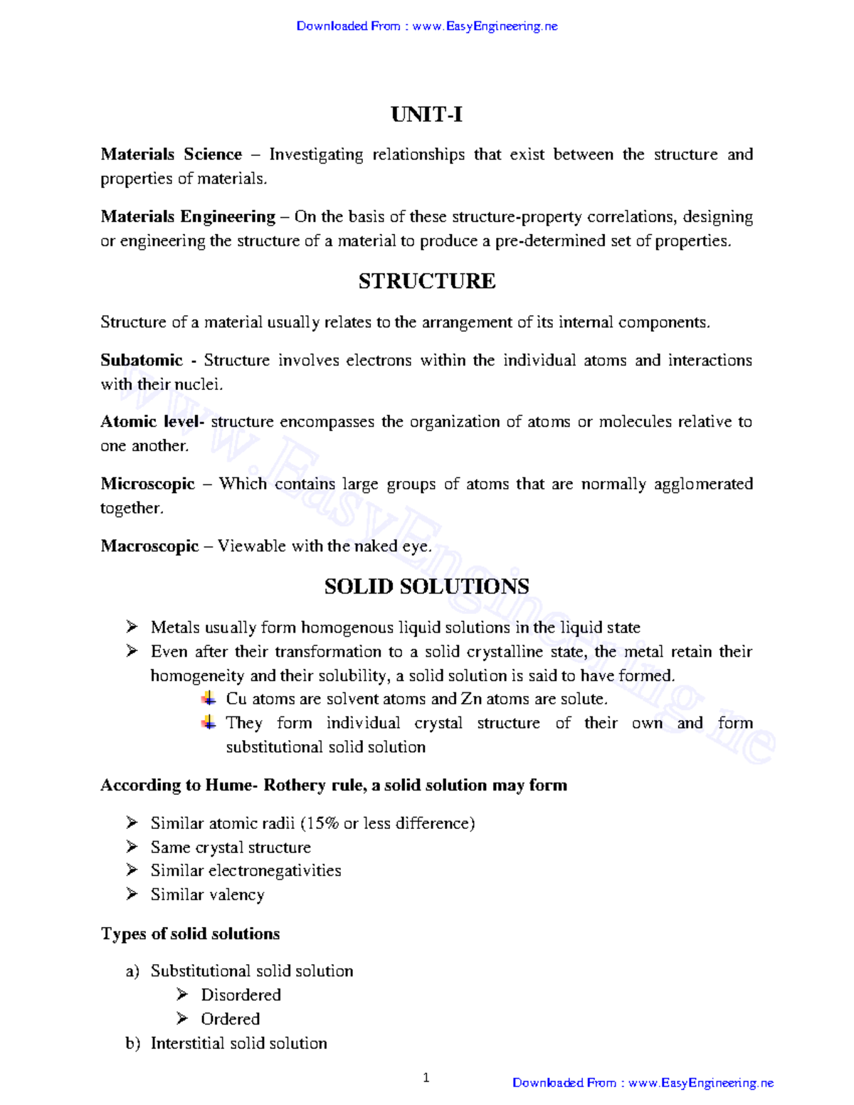Engineering materials and metallurgy notes - 1 UNIT-I Materials Science ...