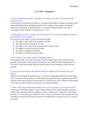 LGLA 2309 - Assignment 10 - SHAHRIAR LGLA 2309 - Assignment 10 Questions and Answers: List and ...