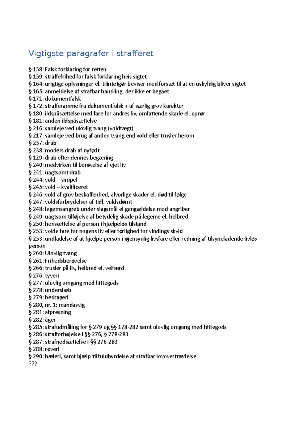 Vigtigste paragrafer i strafferet - tilintetgør beviser med forsæt til ...