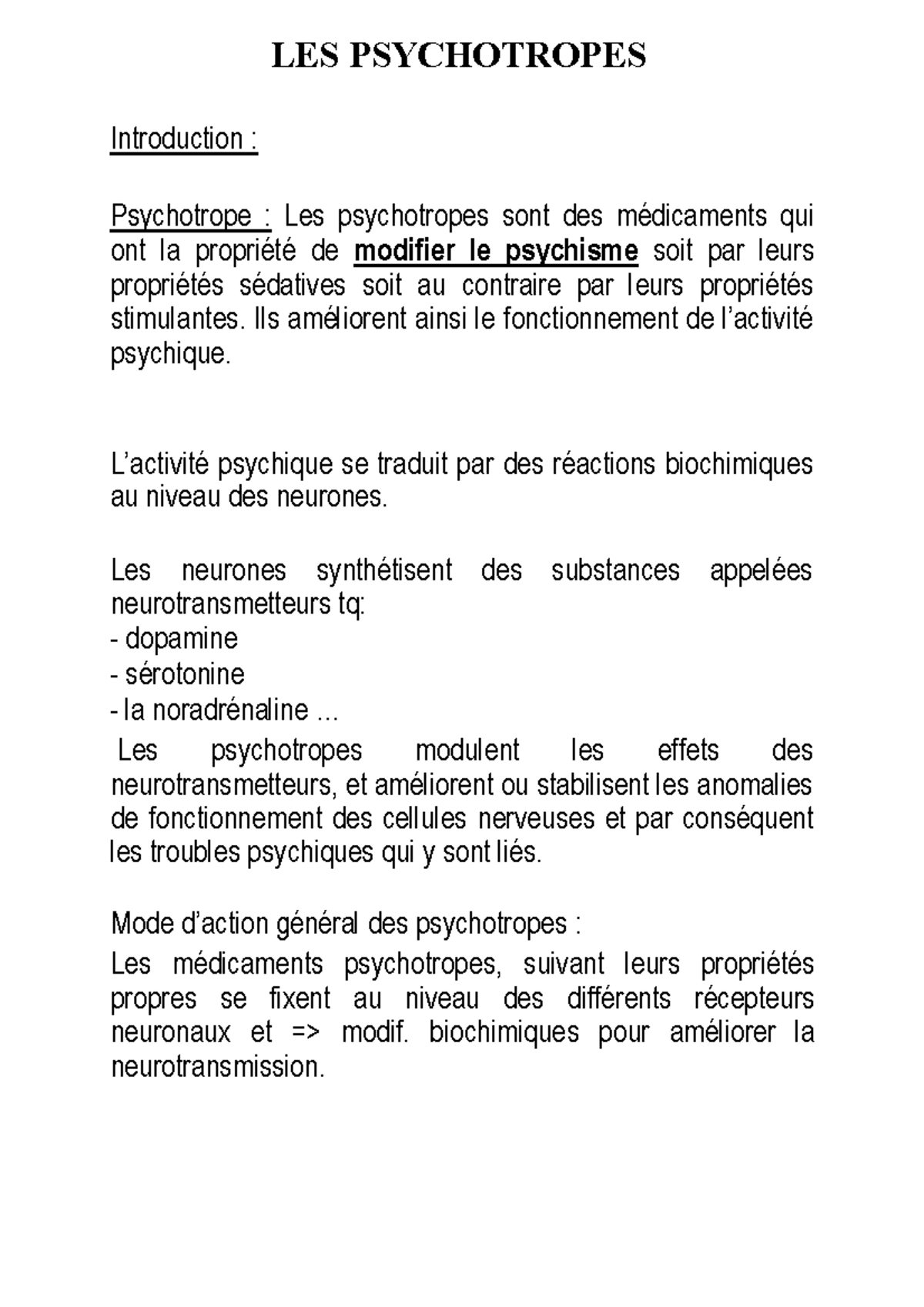 Pyschotropes Anxiolytiques - LES PSYCHOTROPES Introduction ...