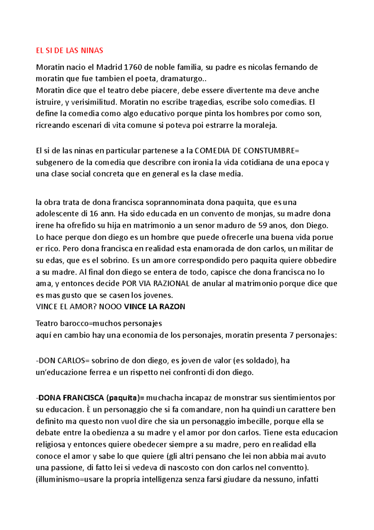 EL SI DE LAS Ninas - EL SI DE LAS NINAS Moratin nacio el Madrid 1760 de ...