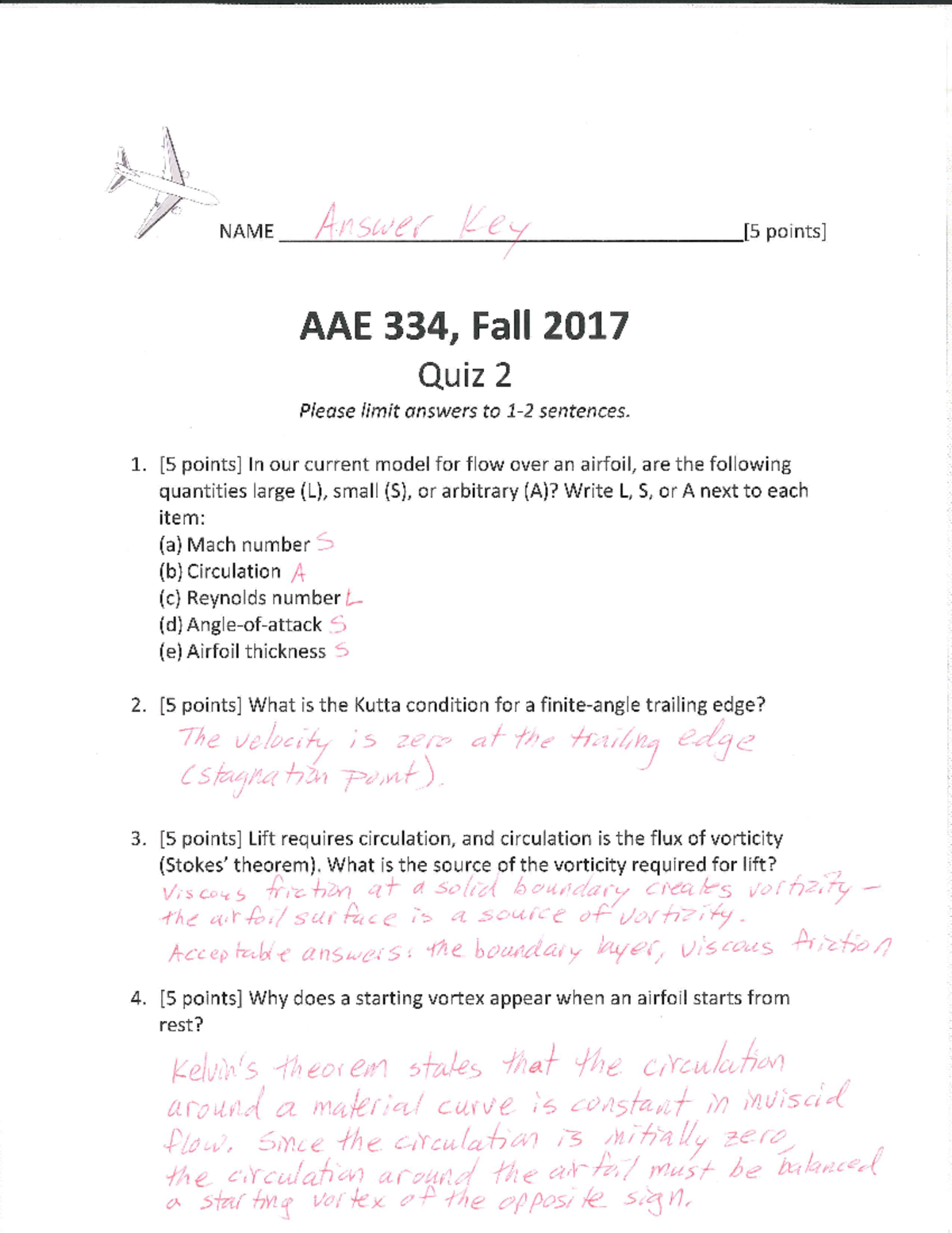 Quiz2 solution - NAME AAE 334, Fall 2017 Quiz 2 Please limit answers to ...