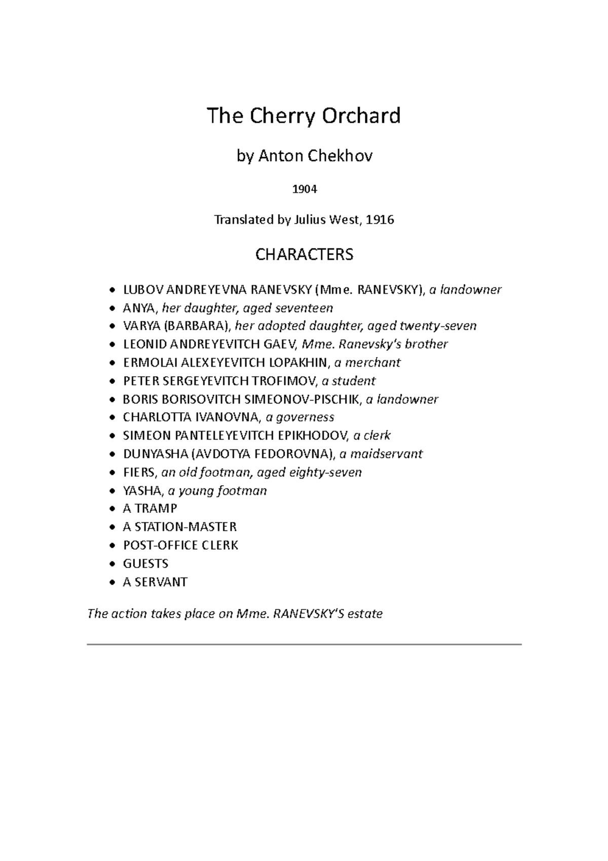 Cherry-Orchard-Script - The Cherry Orchard by Anton Chekhov 1904 ...