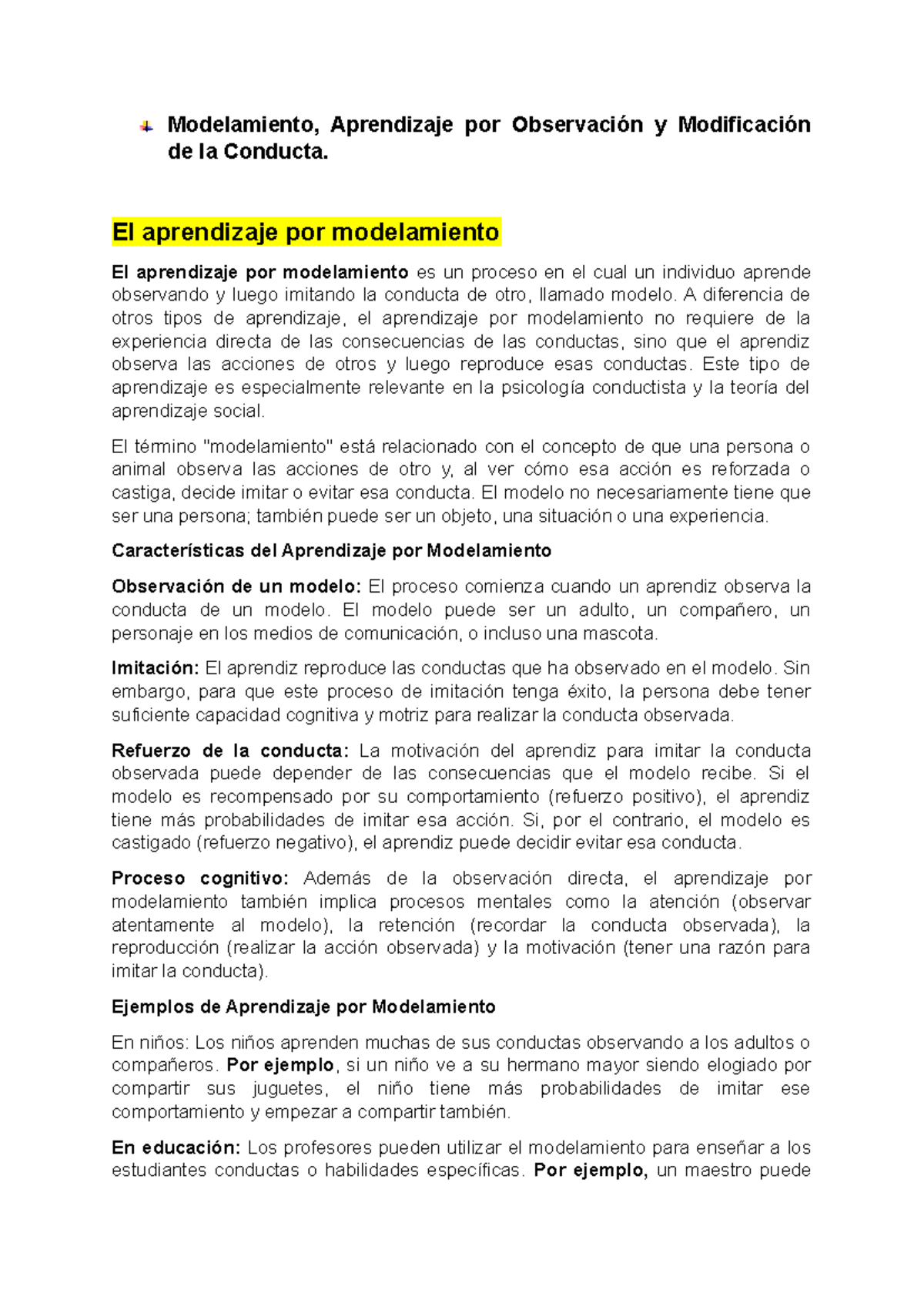 Del programa.5.2 Modelamiento, aprendizaje por observación ...