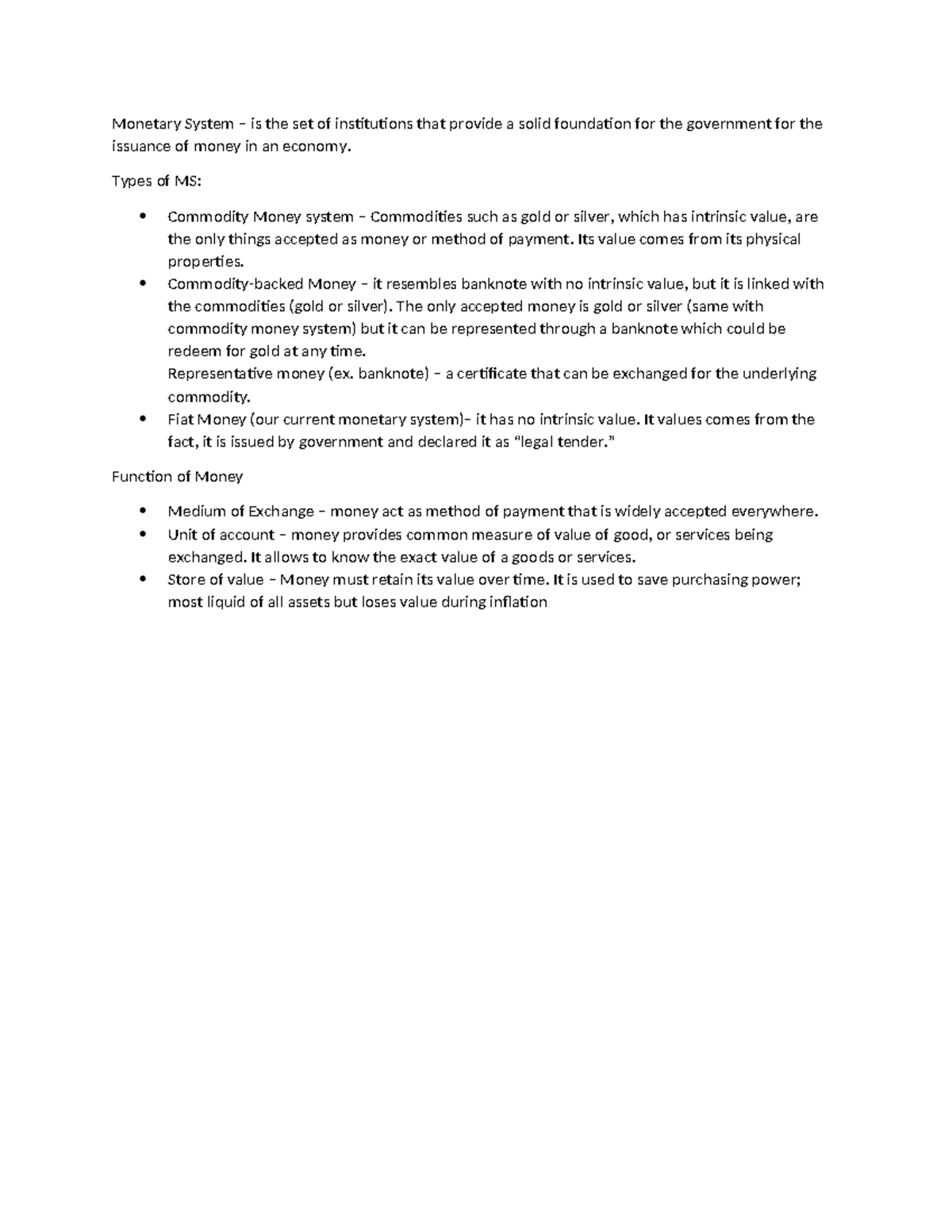 Monetary-System-handouts - Monetary System – is the set of institutions ...