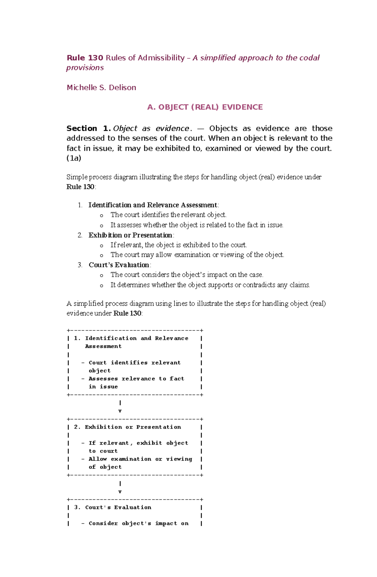 Rule 130 Rules of Admissibility – A Simplified Approach to the Codal ...