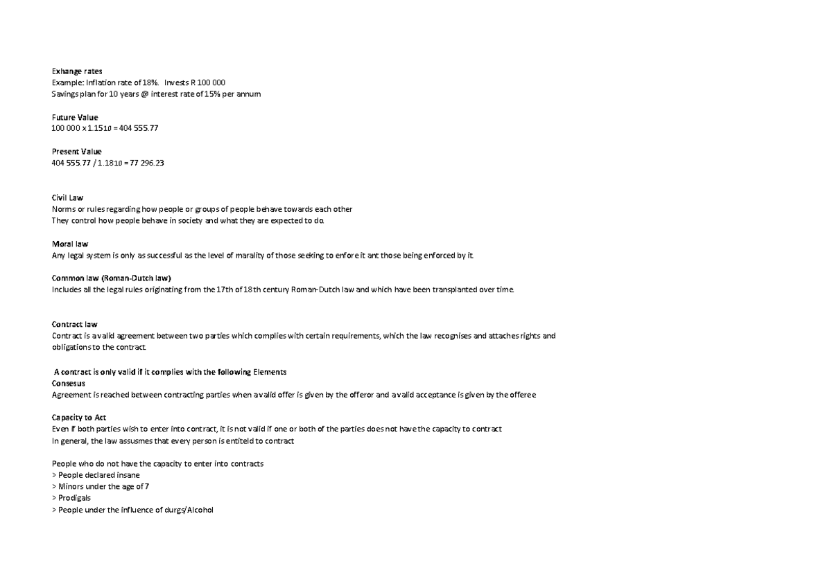 Business Law - Notes - ICB documents - Exhange rates Example: Inflation ...