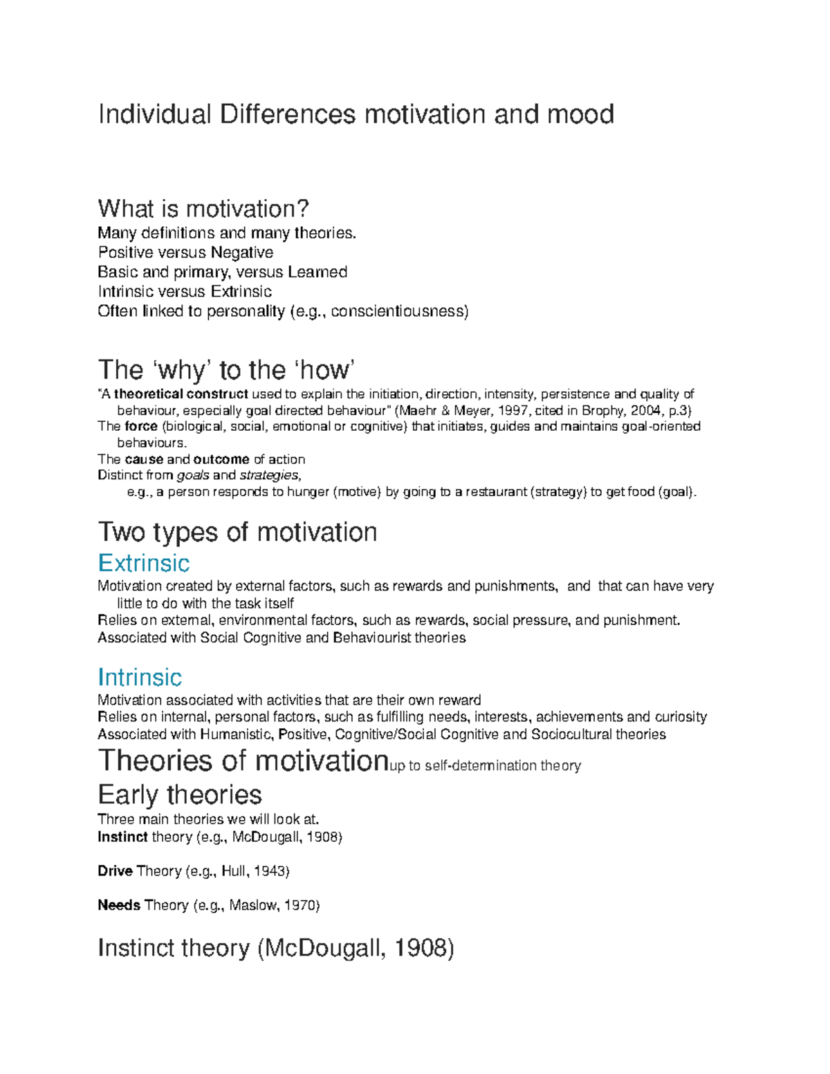 Individual Differences Motivation and Mood - Individual Differences ...