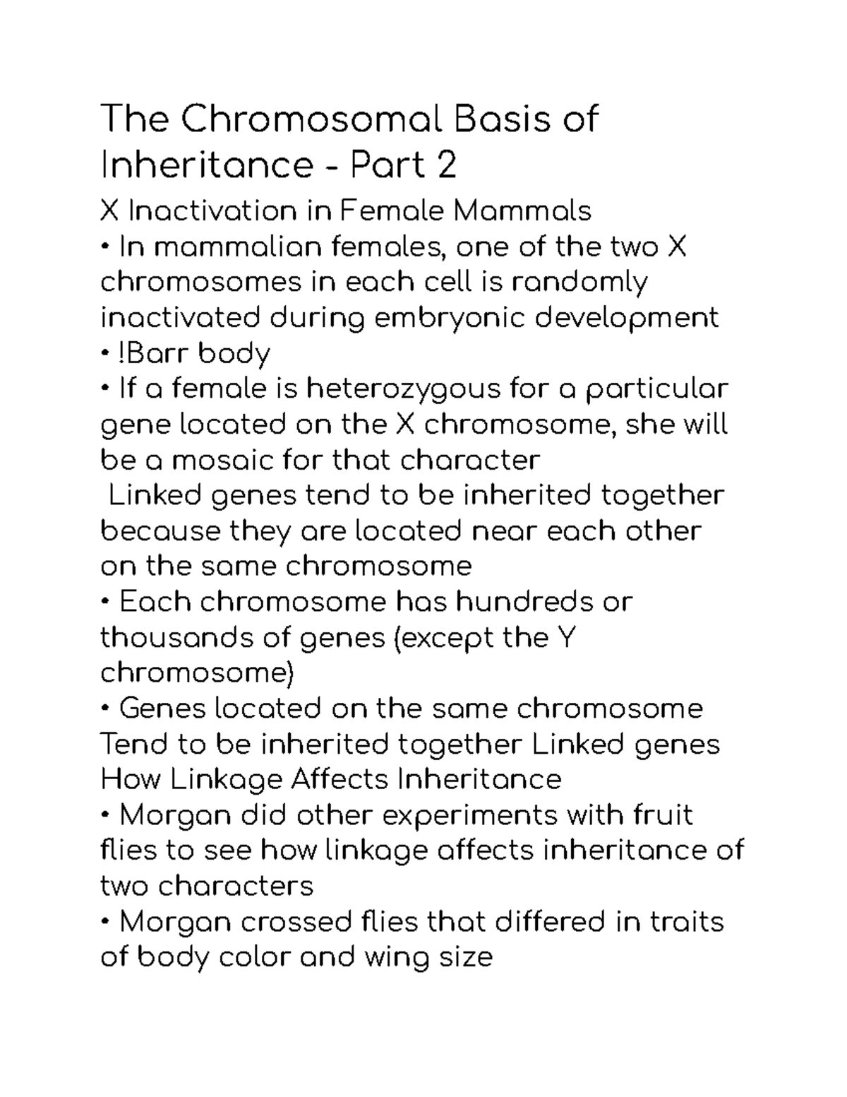 The Chromosomal Basis of Inheritance - Part 2 - Studocu