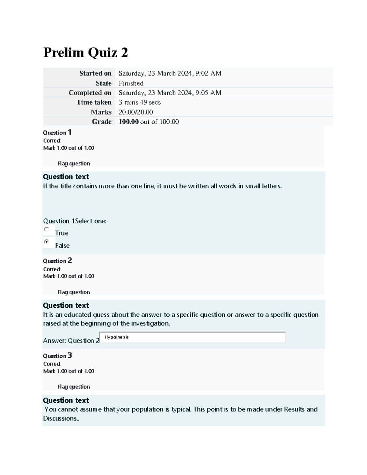 Accountancy Research - Prelim Quiz 2 - Prelim Quiz 2 Started on ...