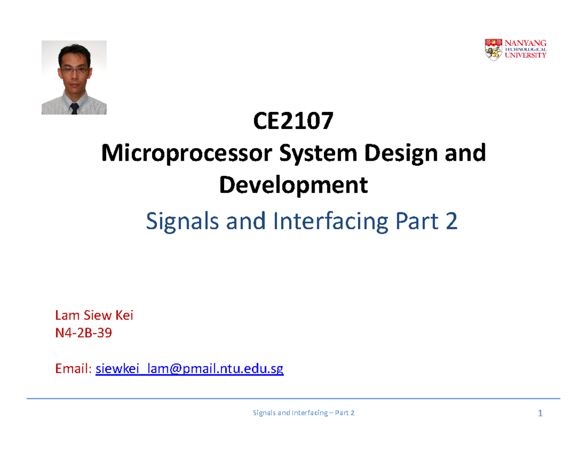 CE2107-2B Signals and Interfacing Part 2 - CE2007 - NTU - Studocu
