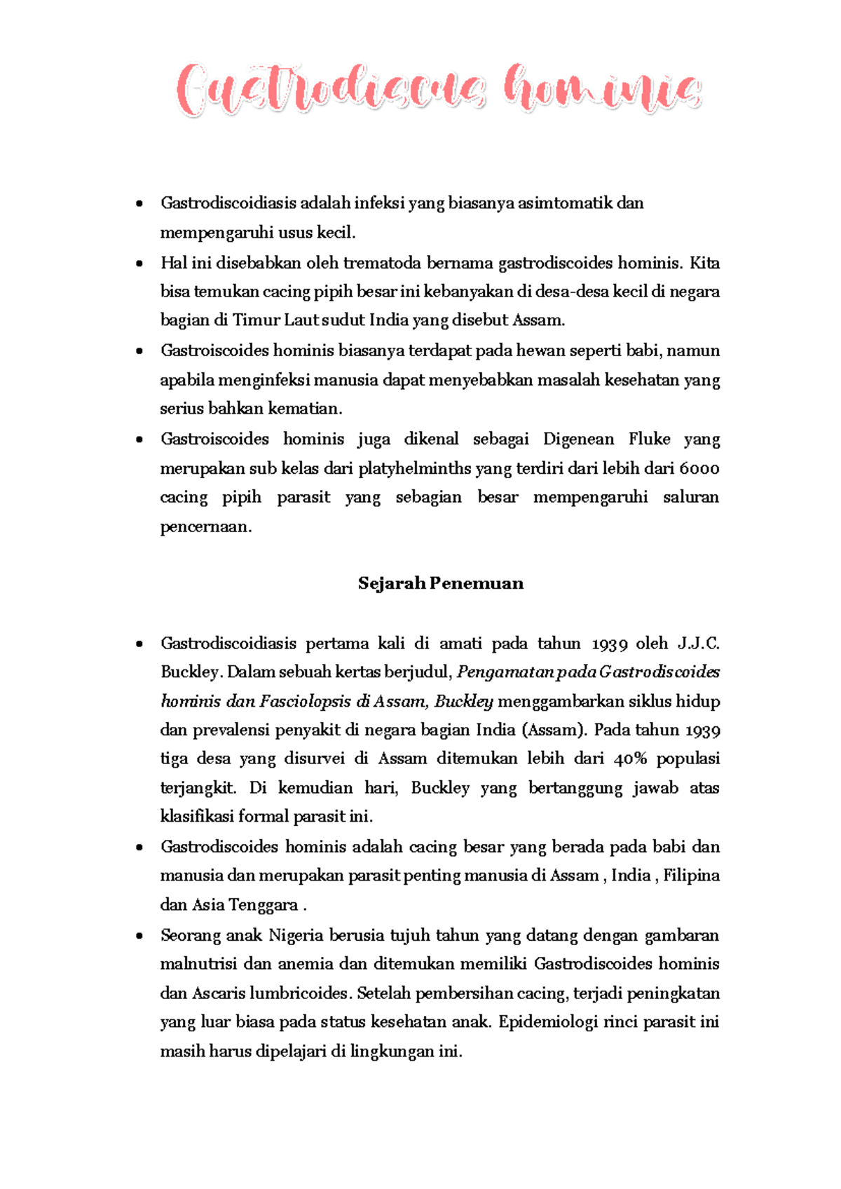 P5 Gastrodiscus Hominis - Gastrodiscoidiasis adalah infeksi yang ...