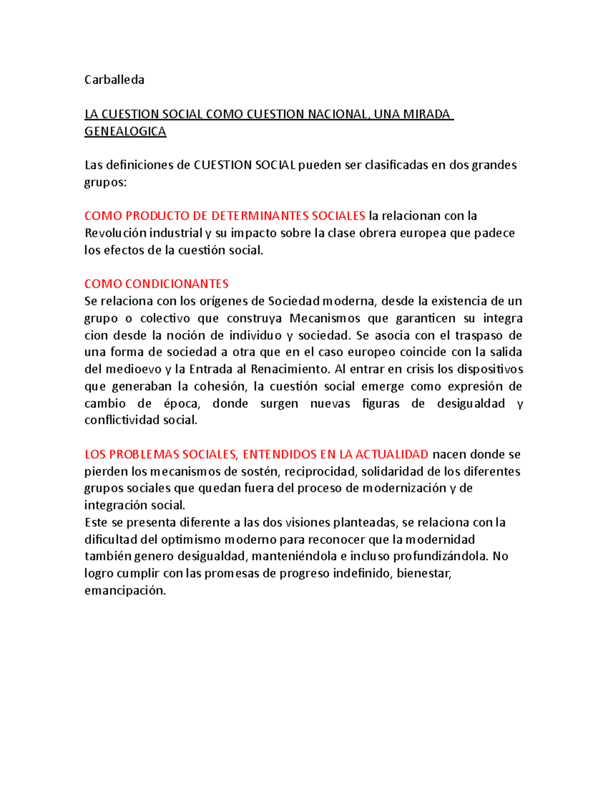 Carballeda. la cuestion social como cuestion nacional - Carballeda LA ...