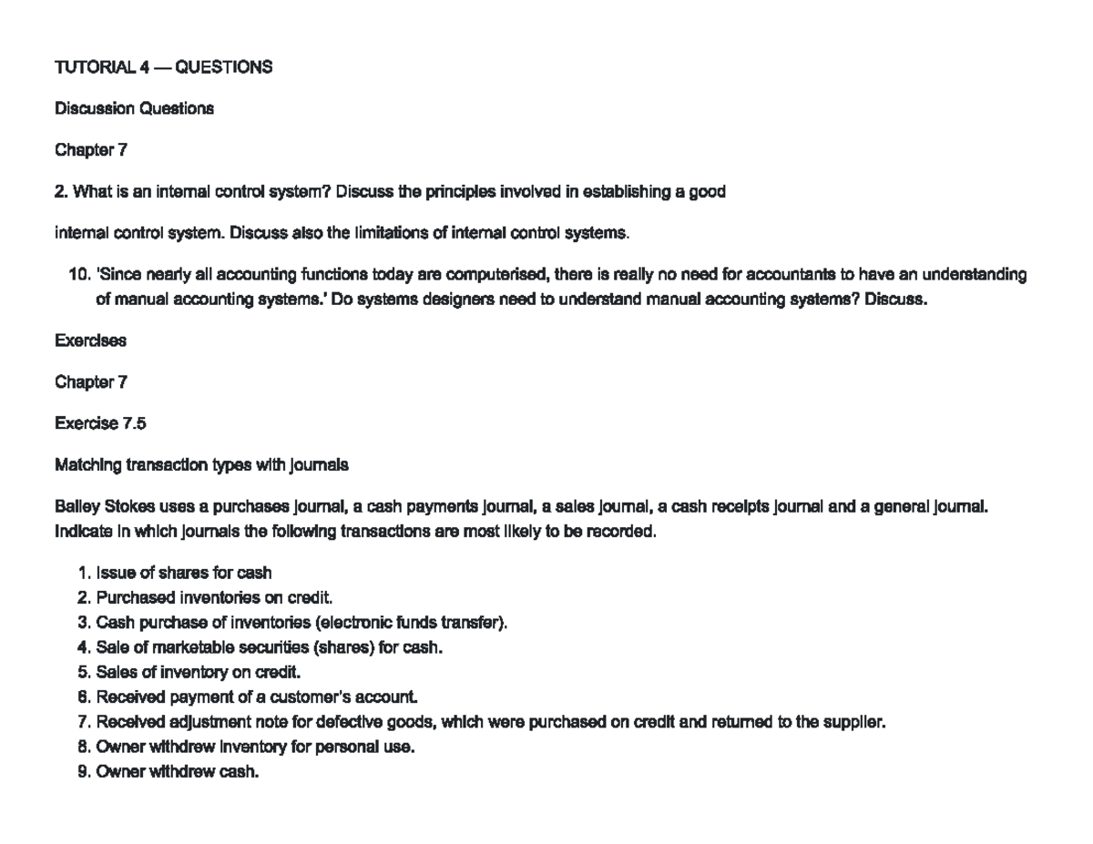 Pdf5 - SOLUTIONS - TUTORIAL 4 QUESTIONS Discussion Questions Chapter 7 2. What is an internal ...