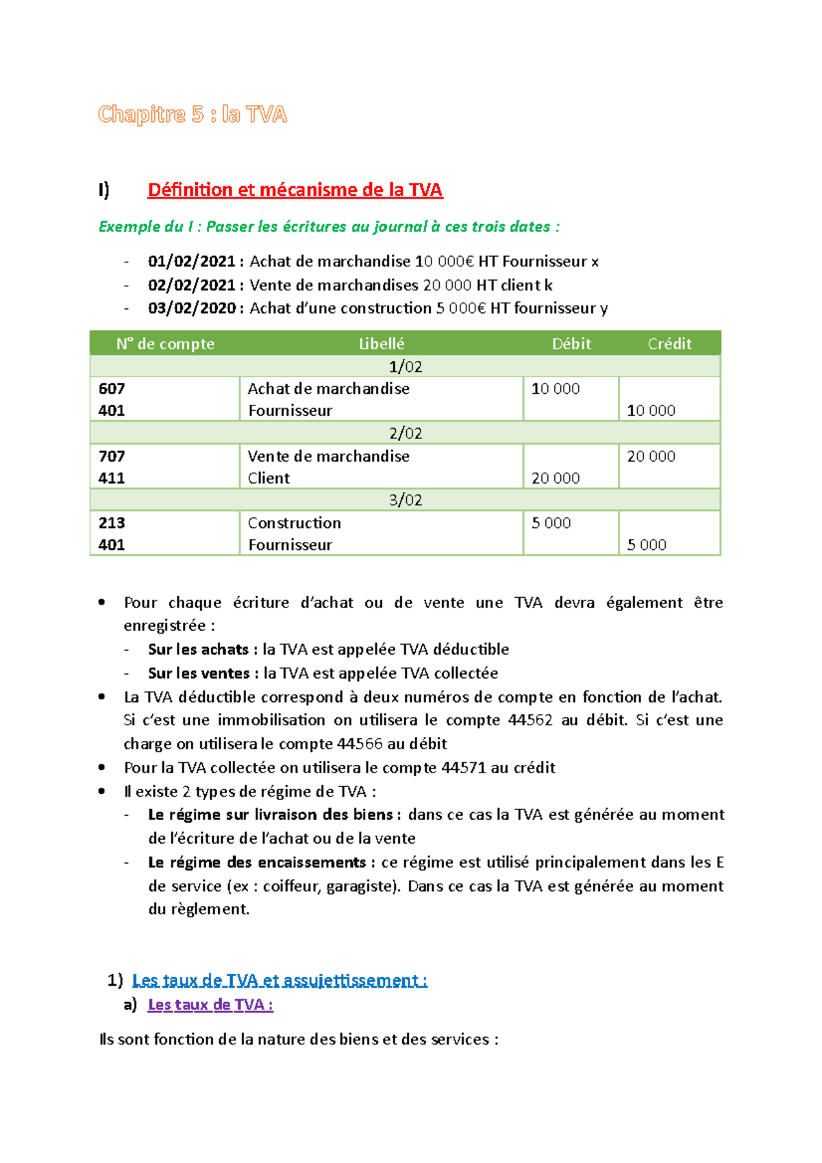 comptabilité Chap 5 - Chapitre 5 : la TVA I) Définition et mécanisme de la TVA Exemple du I ...