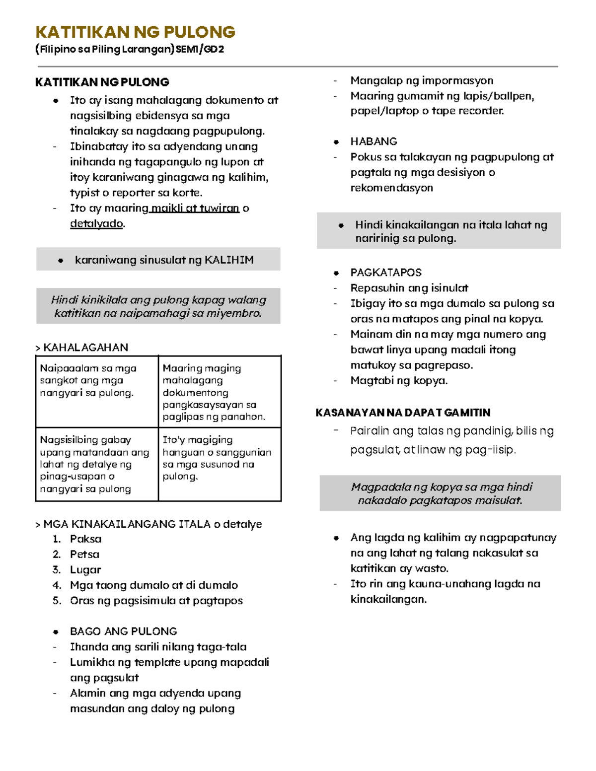 filipino sa piling larangan - KATITIKAN NG PULONG (Filipino sa Piling ...