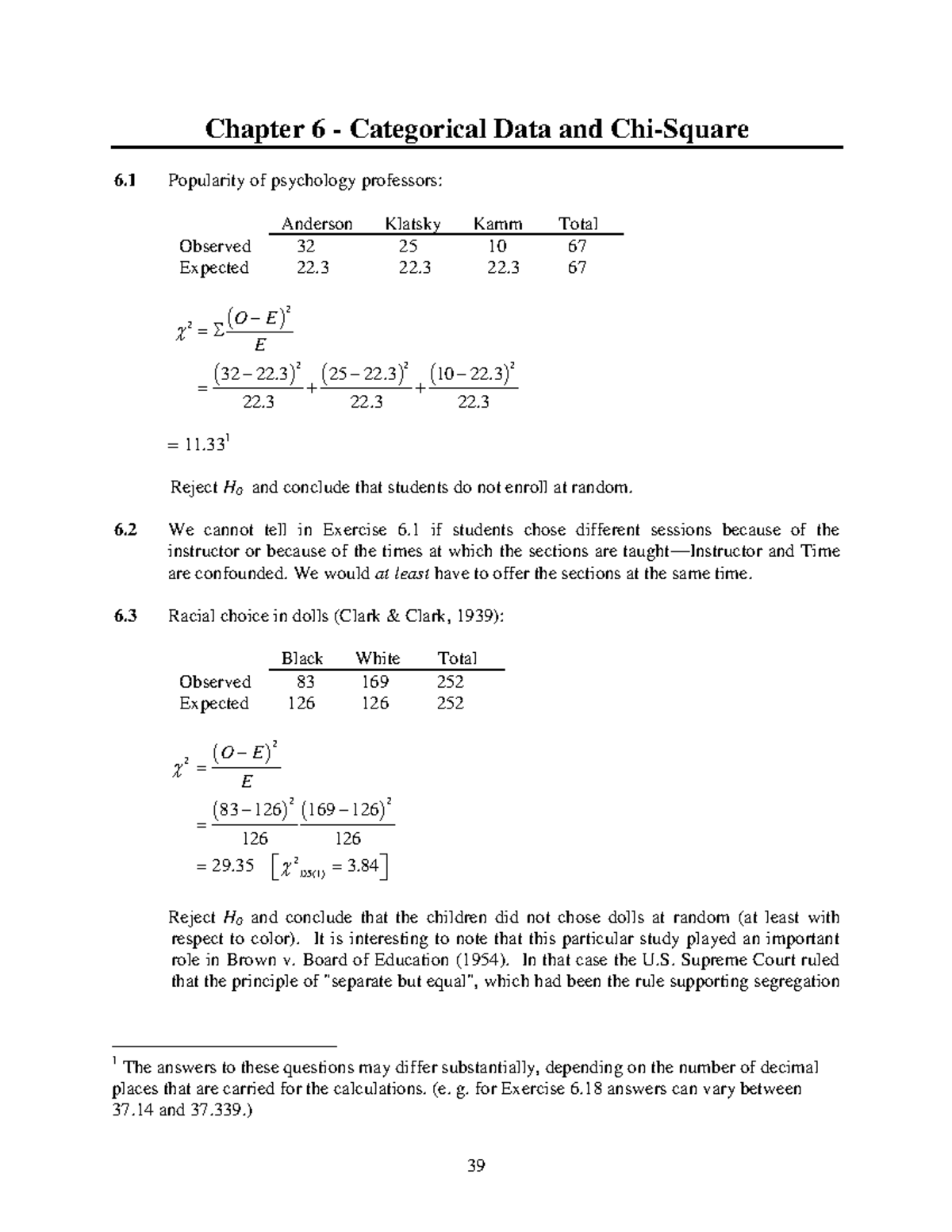 Chisquare Notes - Chapter 6 - Categorical Data and Chi-Square 6 ...