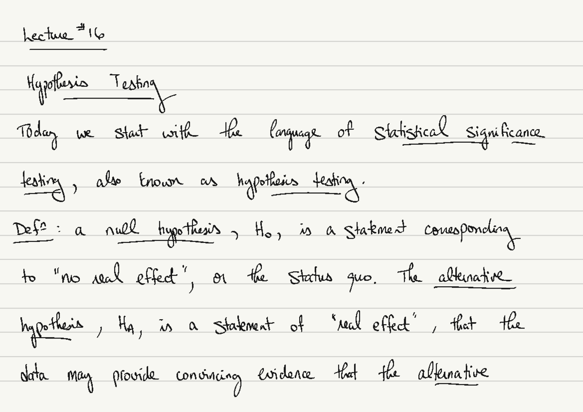 Hypothesis Testing and Significance in Statistics - Studocu
