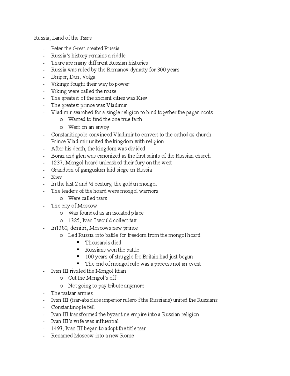 Russia Movie Notes - Russia, Land of the Tsars Peter the Great created ...