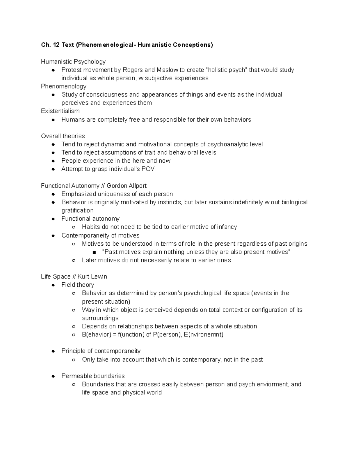Phenomenological And Existential Approaches Ch 12 Text