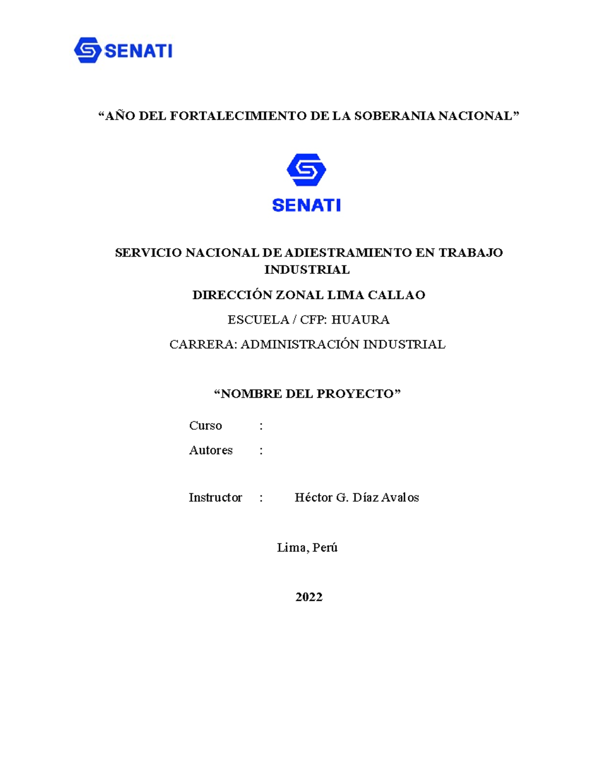 Formato PROY. Seminario Senati - “AÑO DEL FORTALECIMIENTO DE LA ...