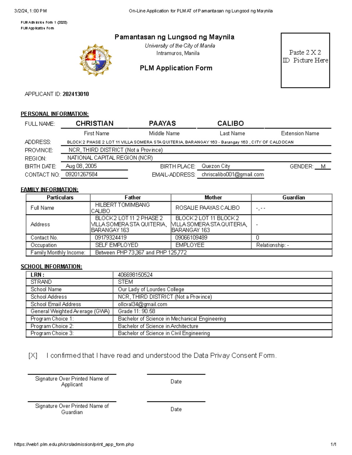 On-Line Application for Plmat of Pamantasan ng Lungsod ng Maynila ...