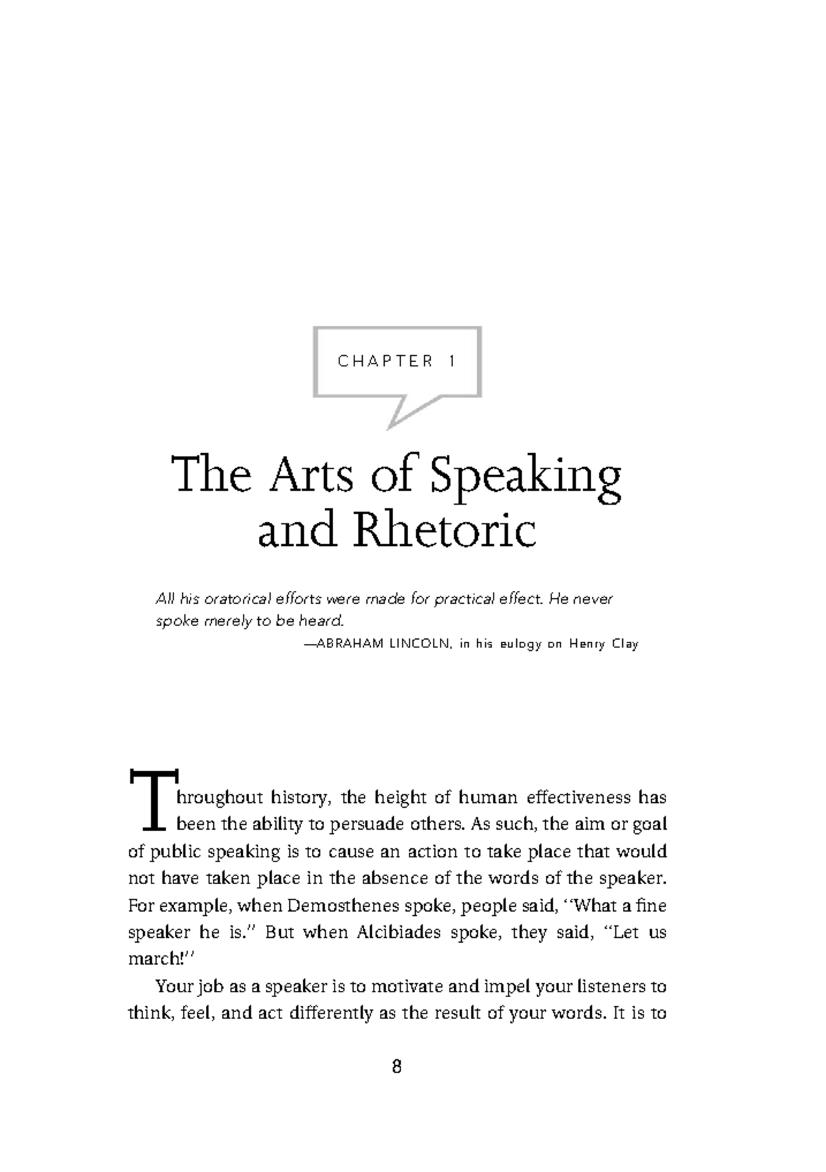 The art of speaking and Rhetoric - C H A P T E R 1 The Arts of Speaking ...