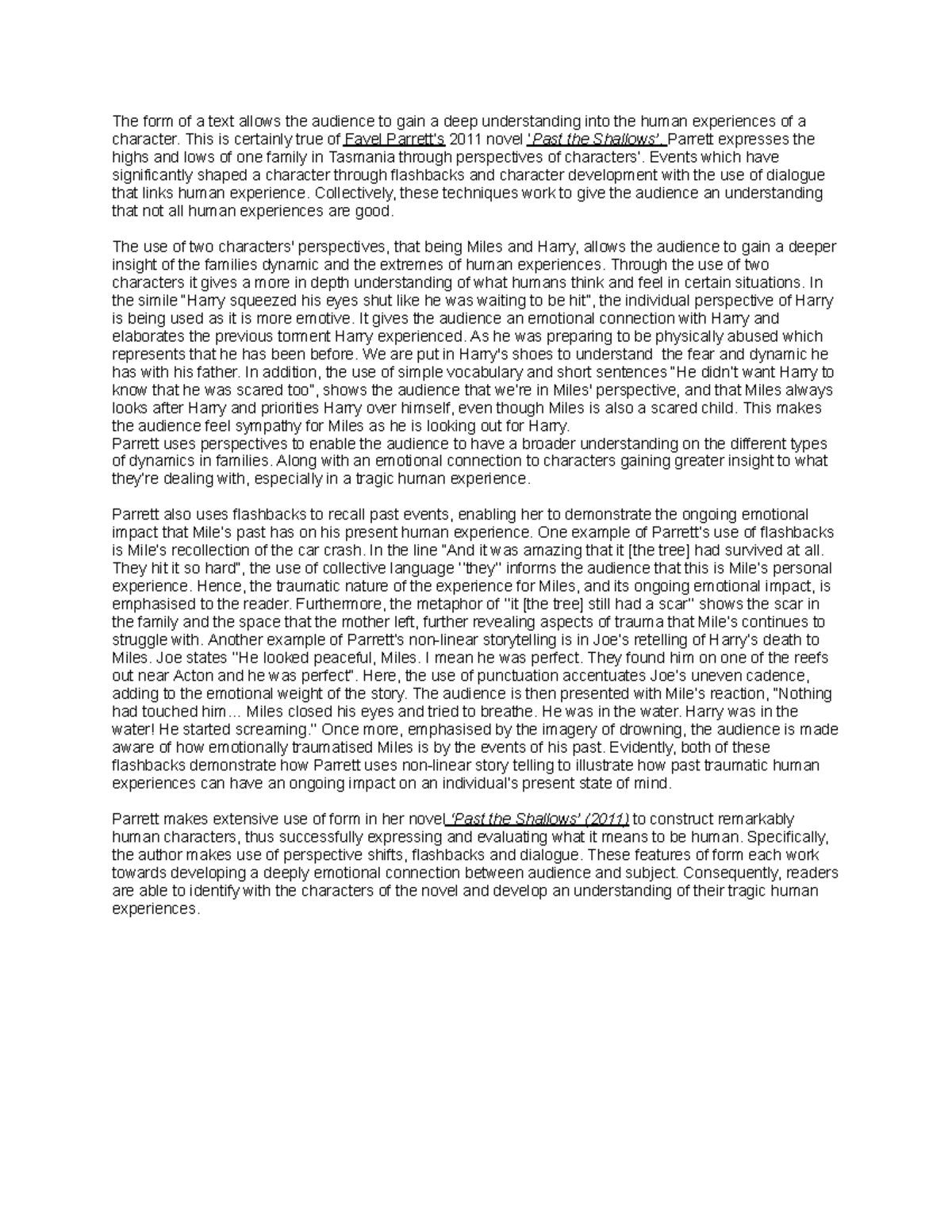 Common MOD Essay - The form of a text allows the audience to gain a ...