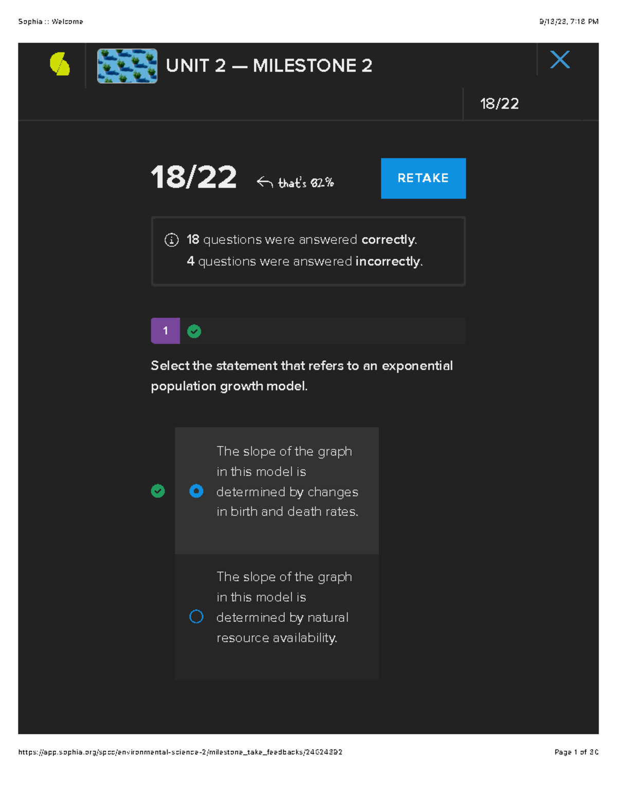 Unit 2 - Milestone 2 - 1 18/22 that's 82% RETAKE 18 questions were ...