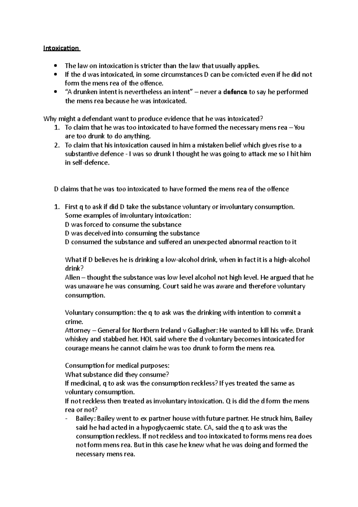 Intoxication - Definition - Intoxication The law on intoxication is ...