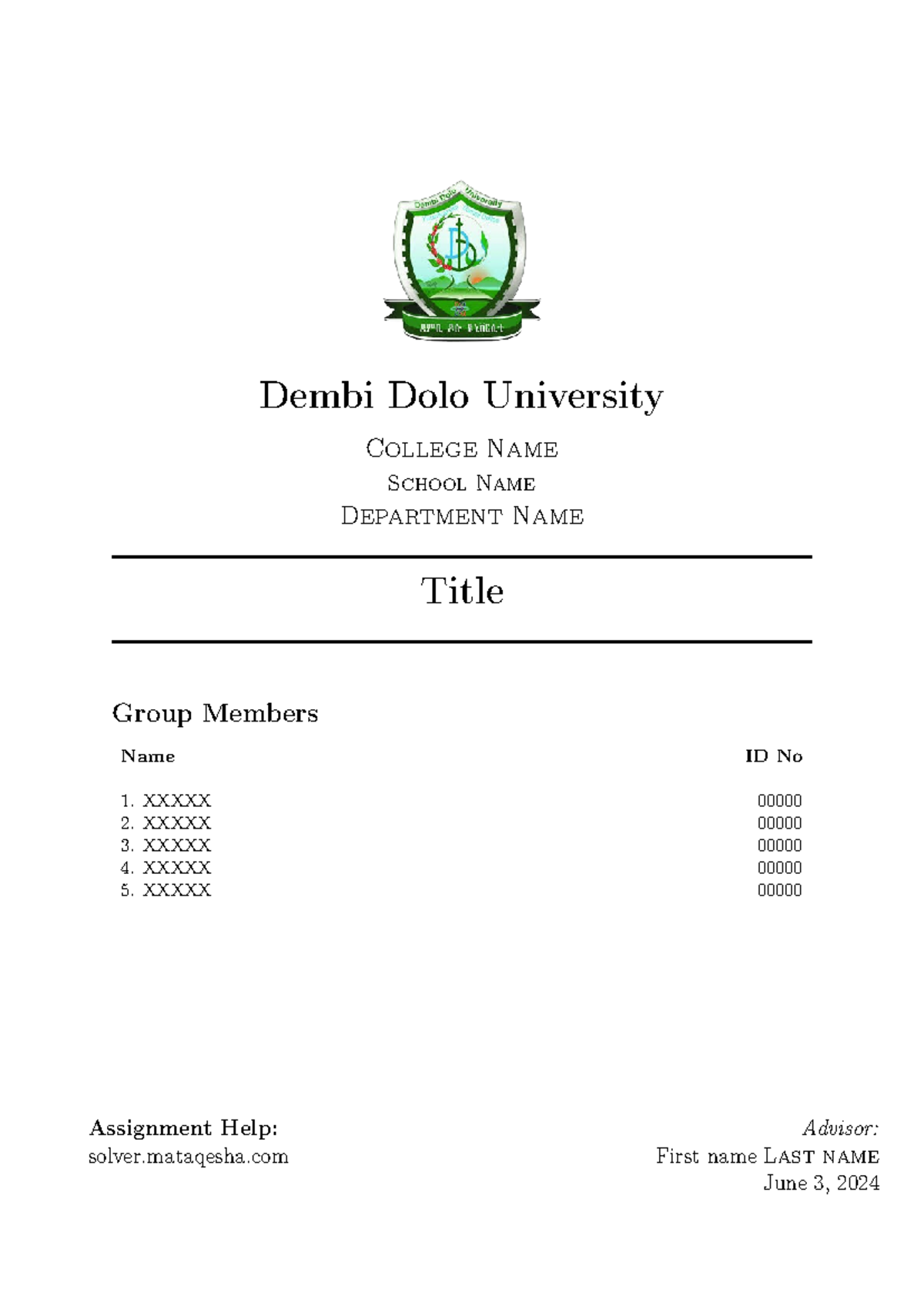 DEDU cover template - software engineering - Dembi Dolo University ...