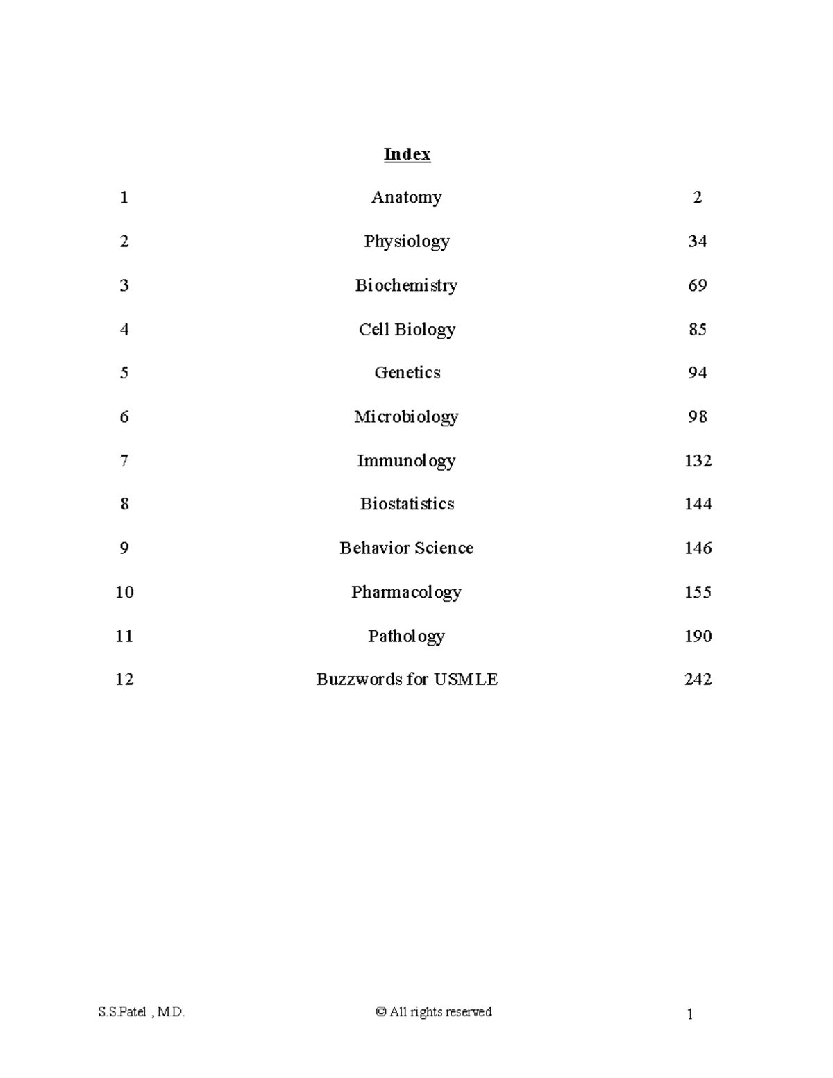 Usmle Step 1 Sample - Index 1 Anatomy 2 2 Physiology 34 3 Biochemistry ...