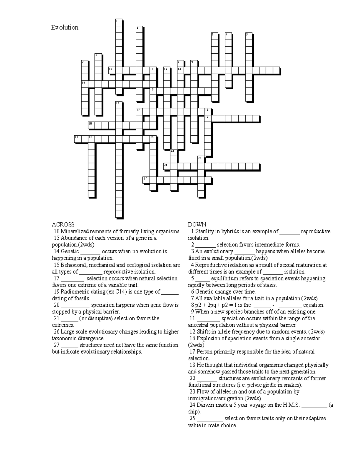 Cw8evol - Practice for evolution chapter - 1 2 3 4 5 6 7 8 9 10 11 12 ...
