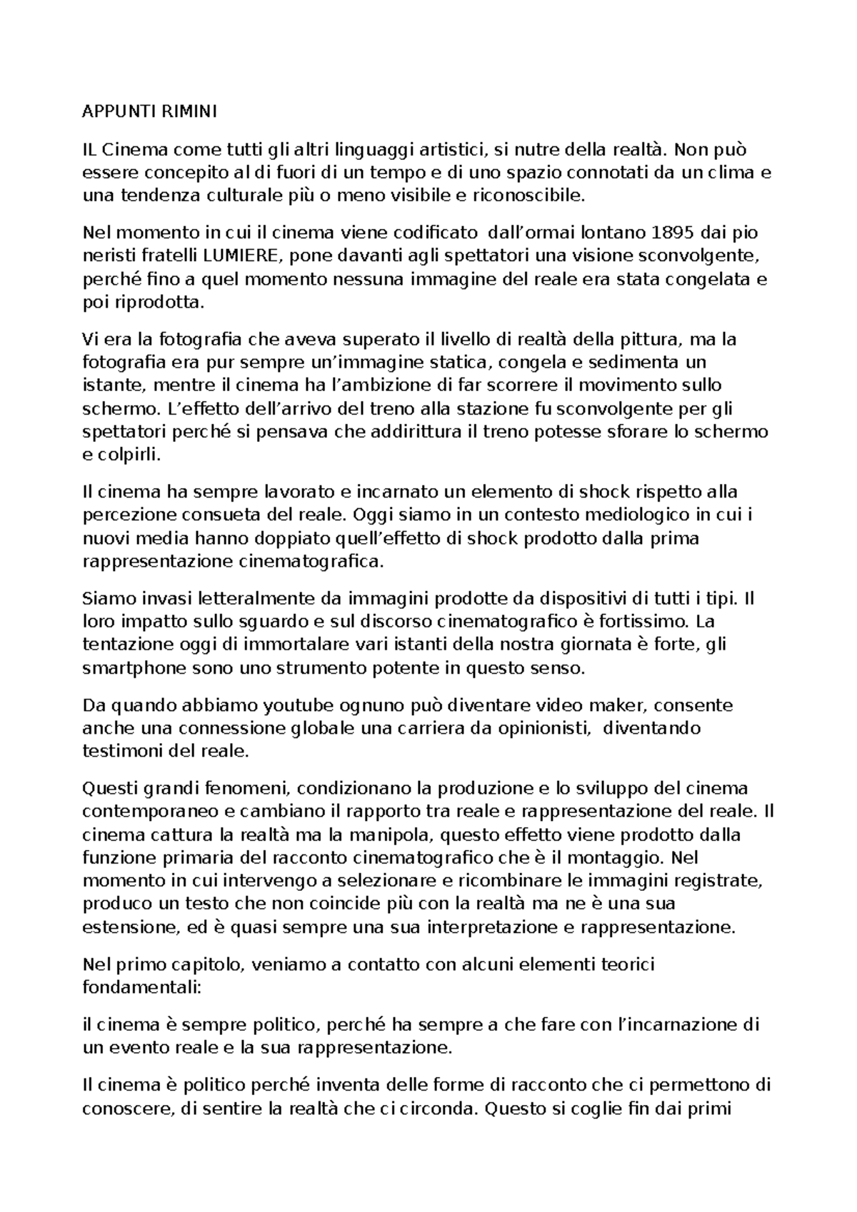 Appunti Rimini - sts ydy zdhzd dghd - APPUNTI RIMINI IL Cinema come tutti gli altri linguaggi ...