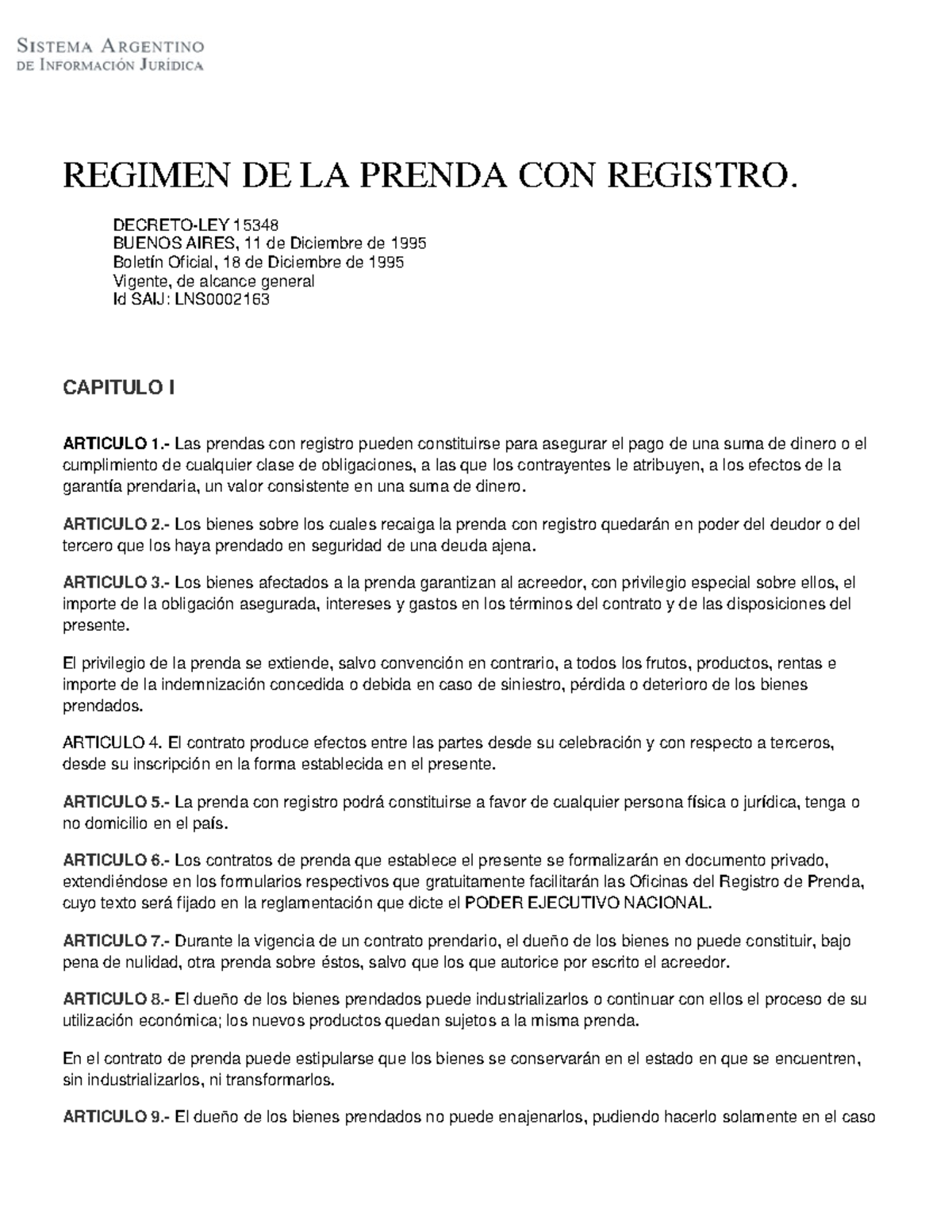 Regimen DE LA Prenda CON Registro - REGIMEN DE LA PRENDA CON REGISTRO ...