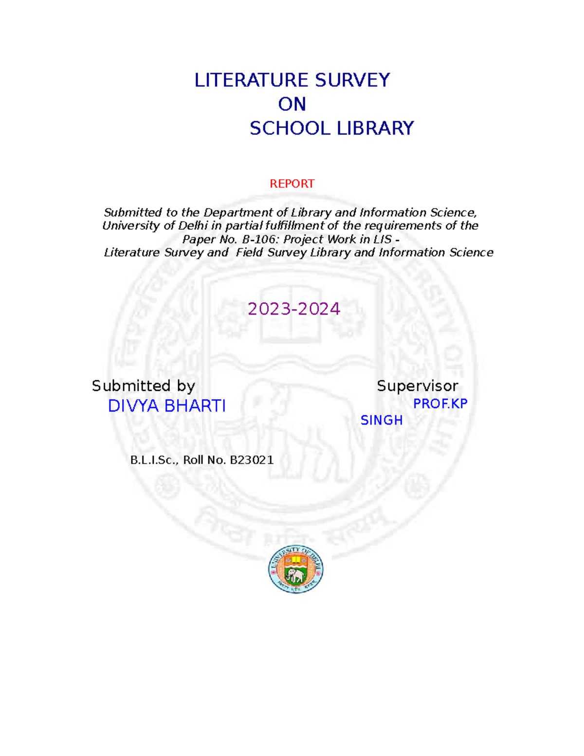 Modal lit report (1) (1) copy - LITERATURE SURVEY ON SCHOOL LIBRARY ...