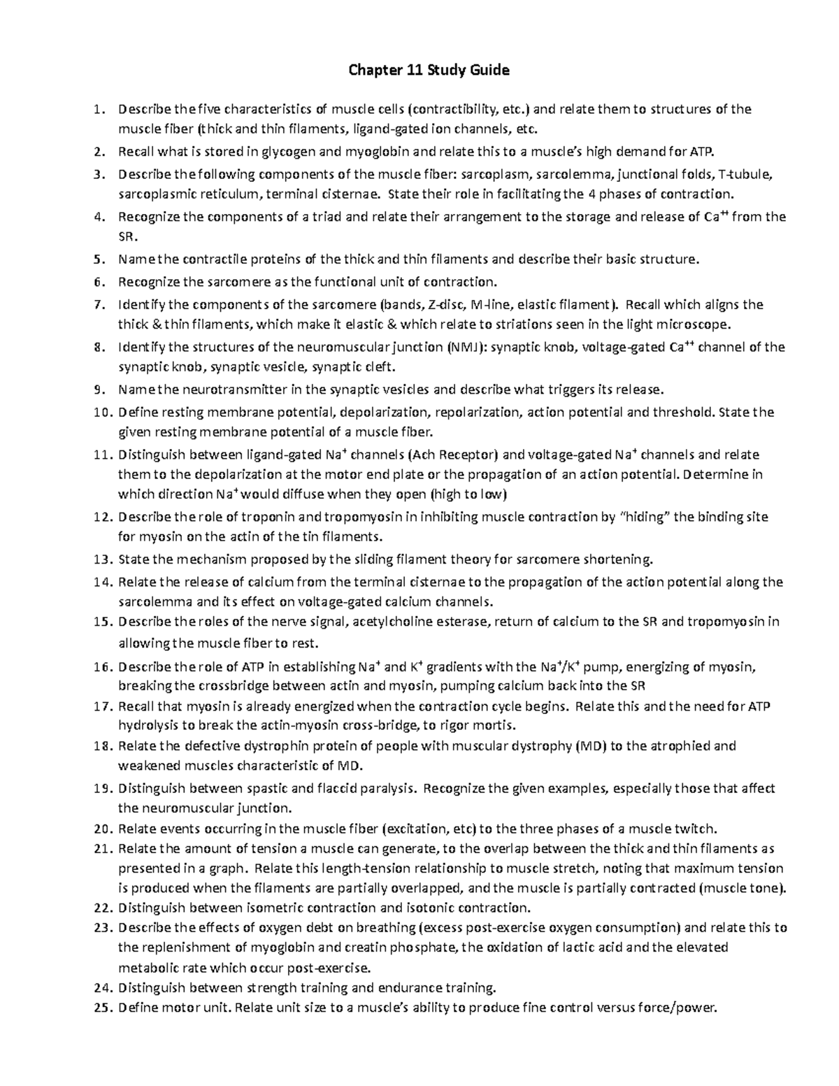 Ch 11 Study Guide - Chapter 11 Study Guide Describe the five ...