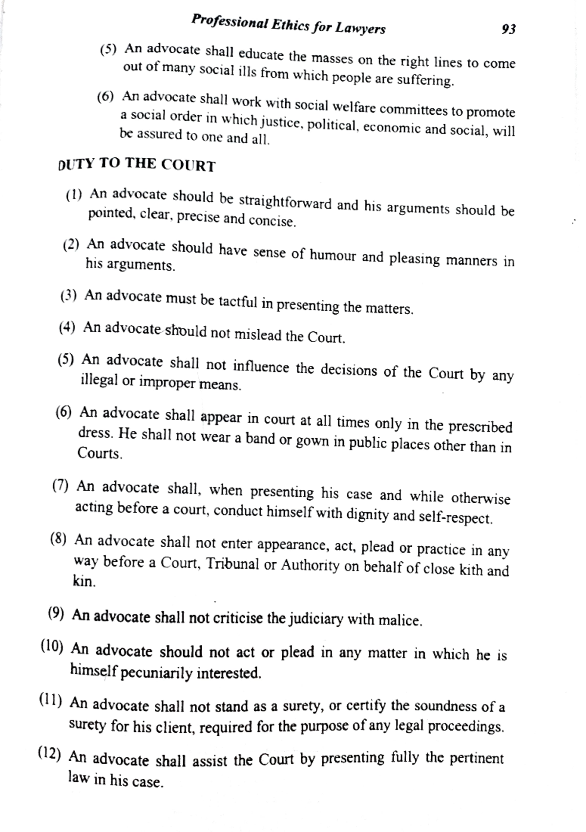 Duty to court - Ethics law - Professional Ethics for Lawyers (5) An ...