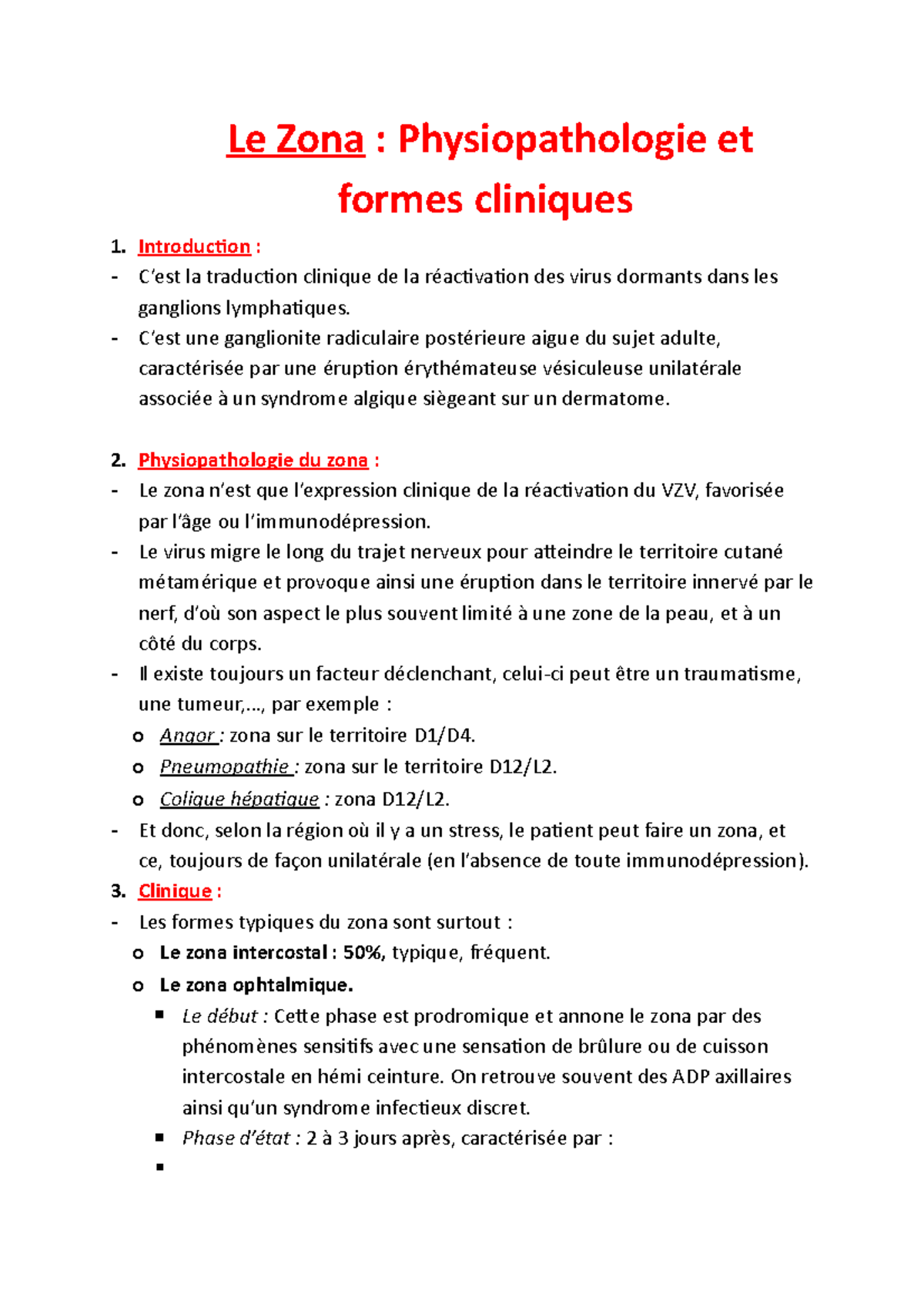 Le Zona phsyiopathologie et formes cliniques - Le Zona ...