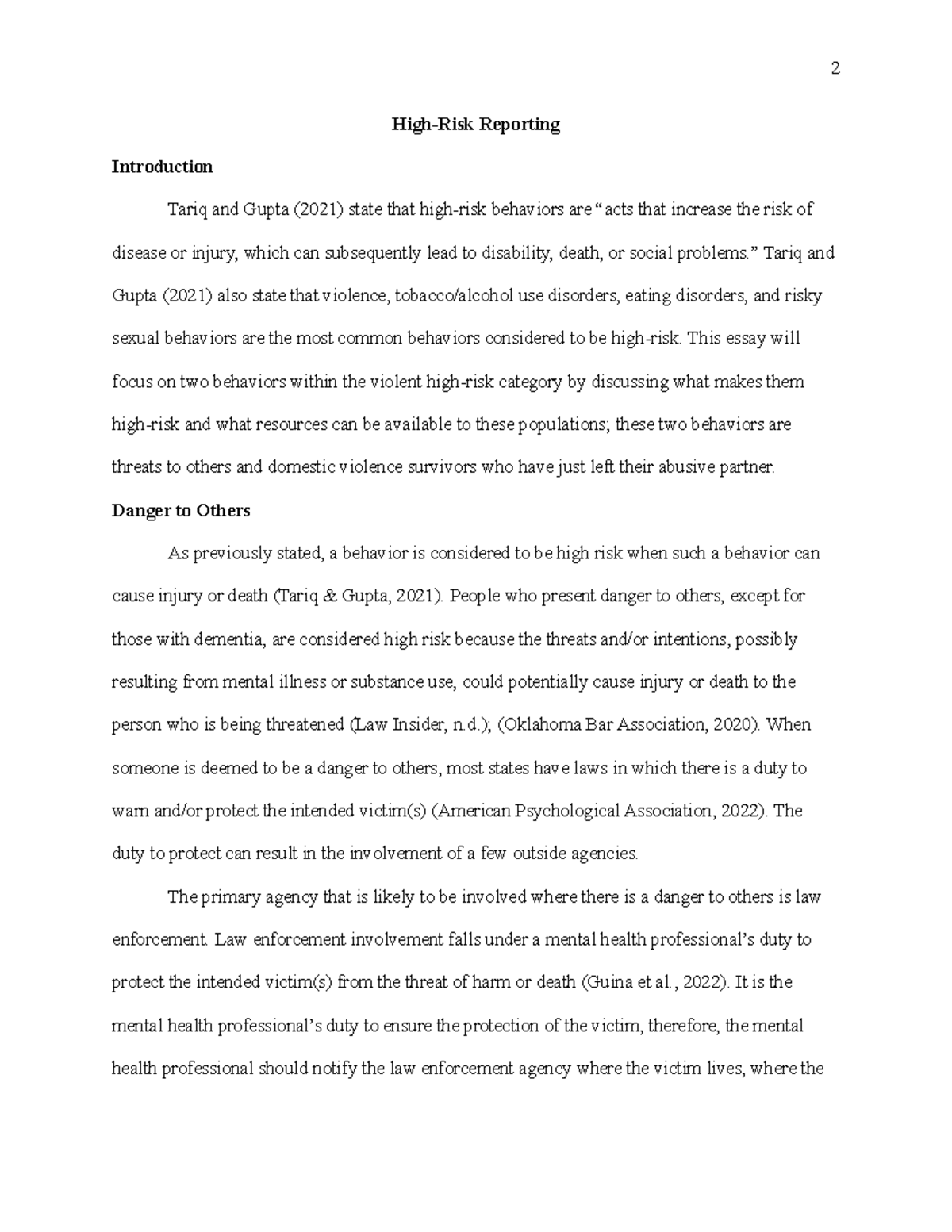 BHS-350 Topic 8 - High Risk Reporting - High-Risk Reporting ...