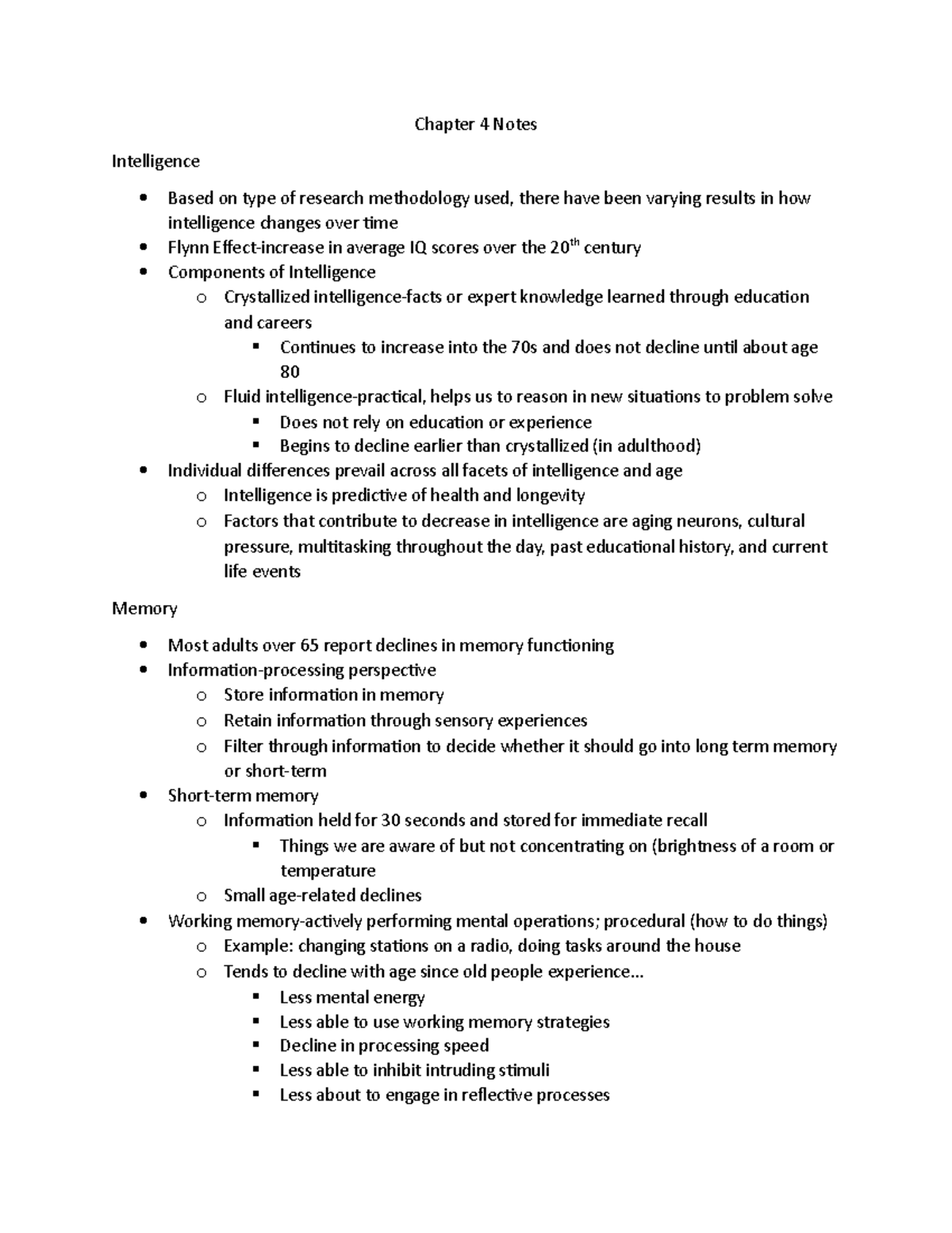 Chapter 4 - Lecture notes 3 - Chapter 4 Notes Intelligence Based on ...