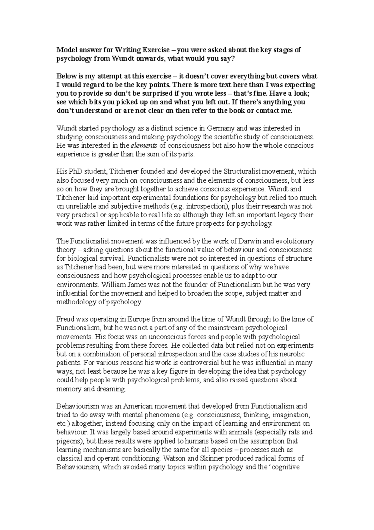 Model answer for Writing Exercise - There is more text here than I was ...