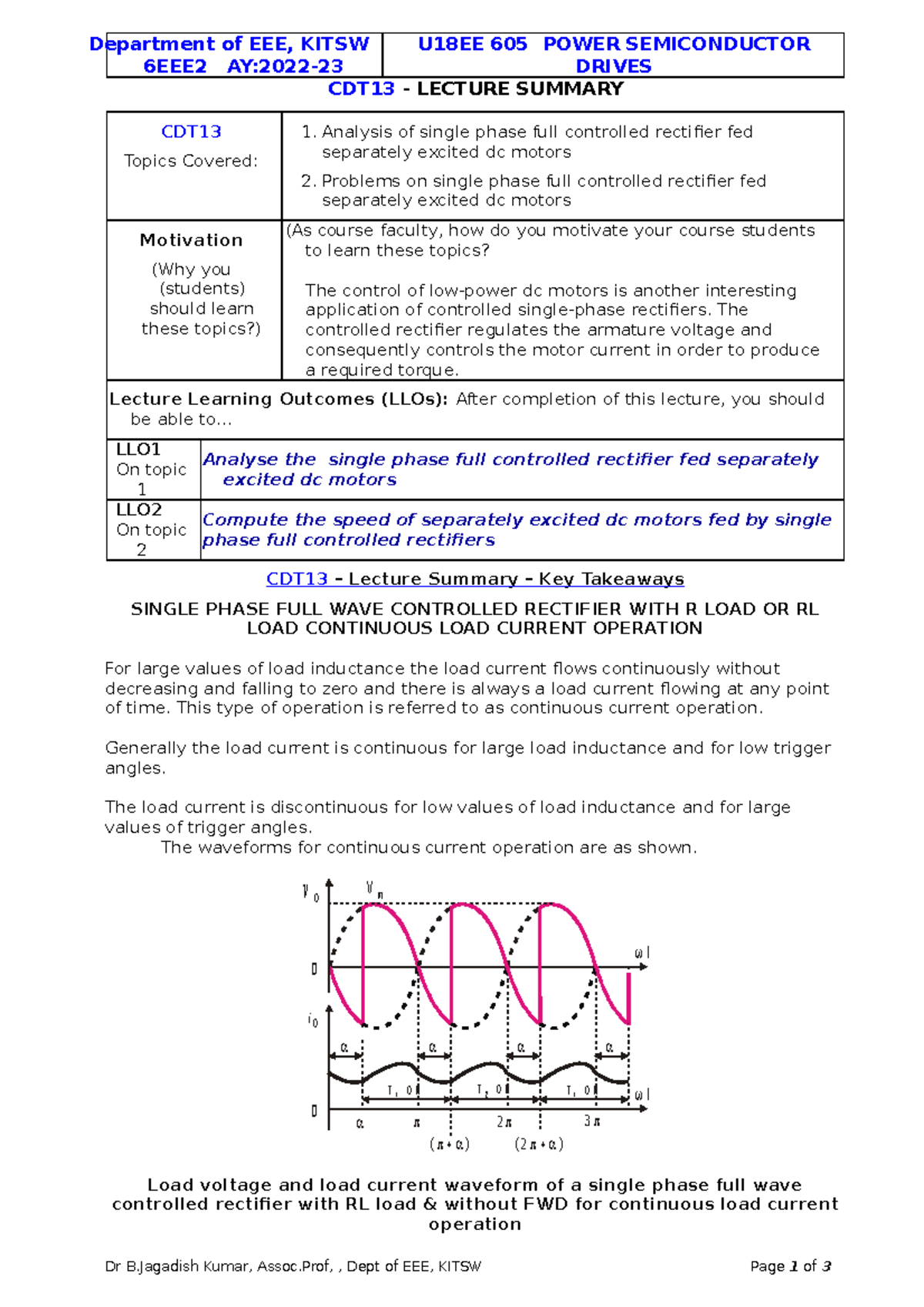 Analysis of single phase full controlled rectifier fed separately ...